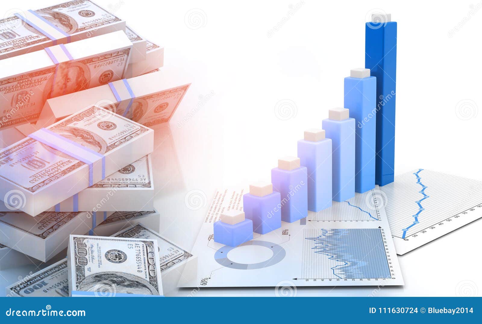 Business Graph and Business Documents Stock Illustration - Illustration ...
