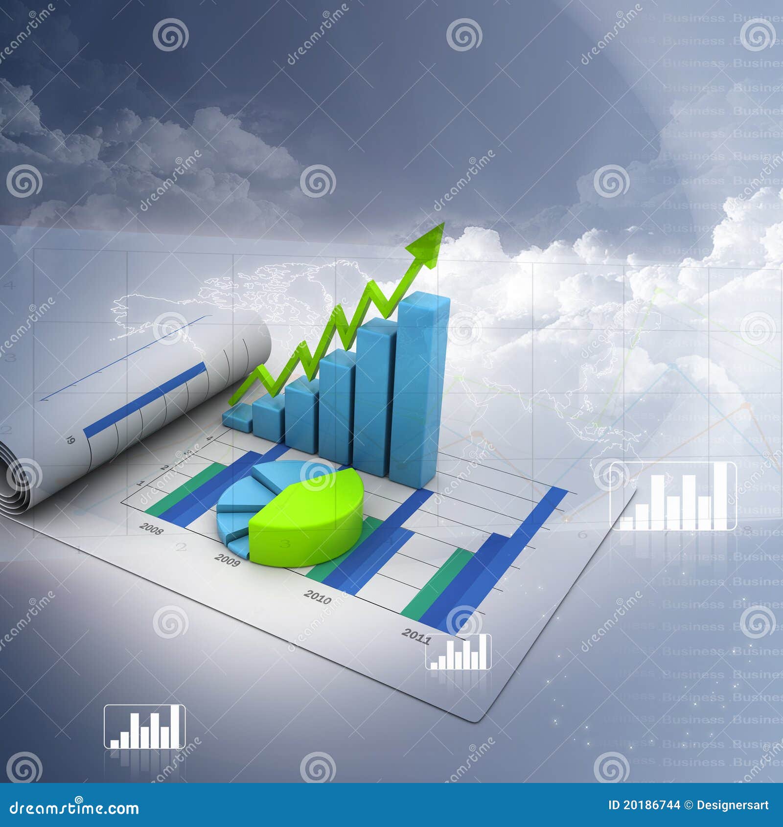 Business graph with chart stock illustration. Illustration of business ...