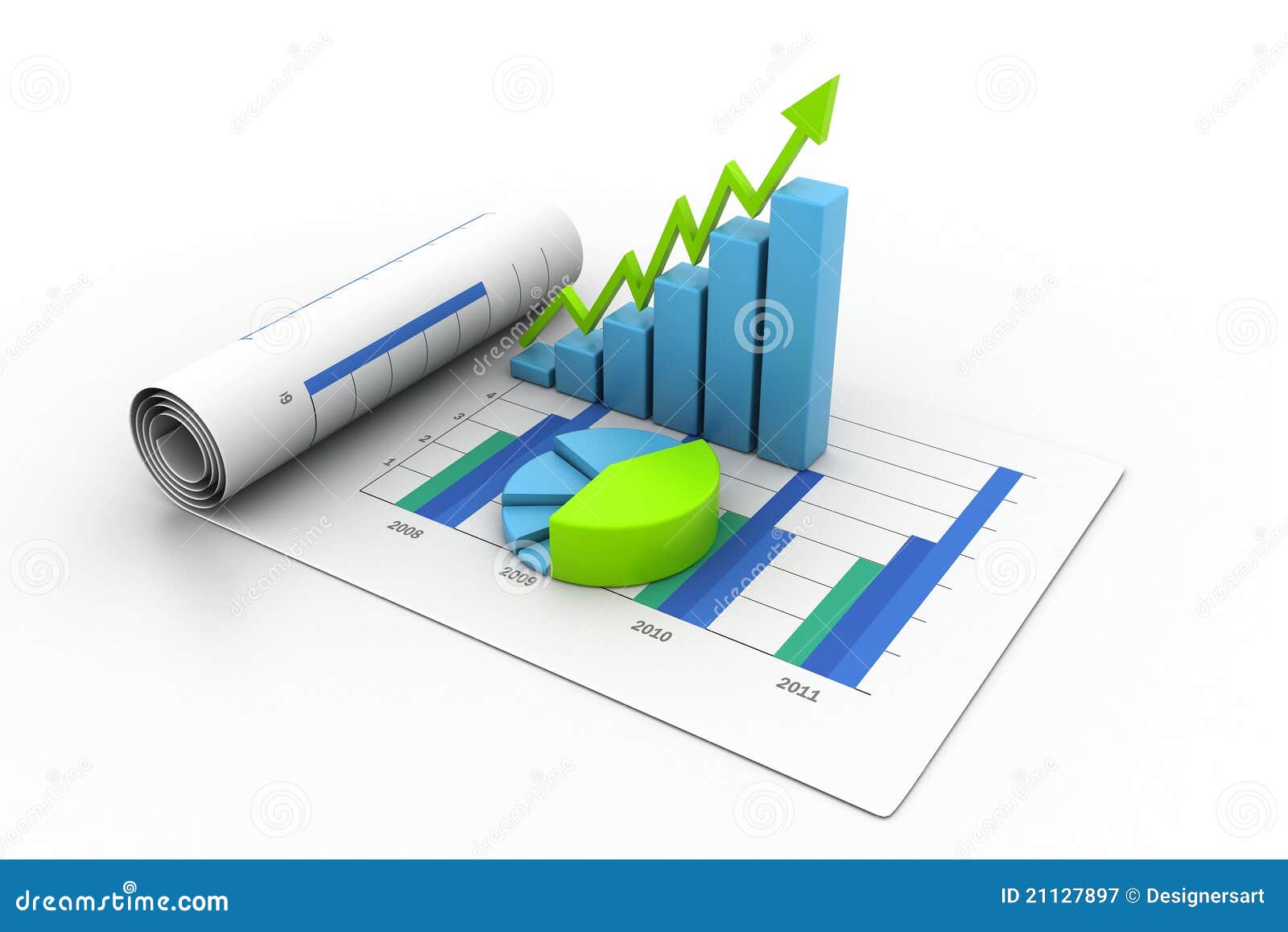 Business graph with chart stock illustration. Illustration of ...
