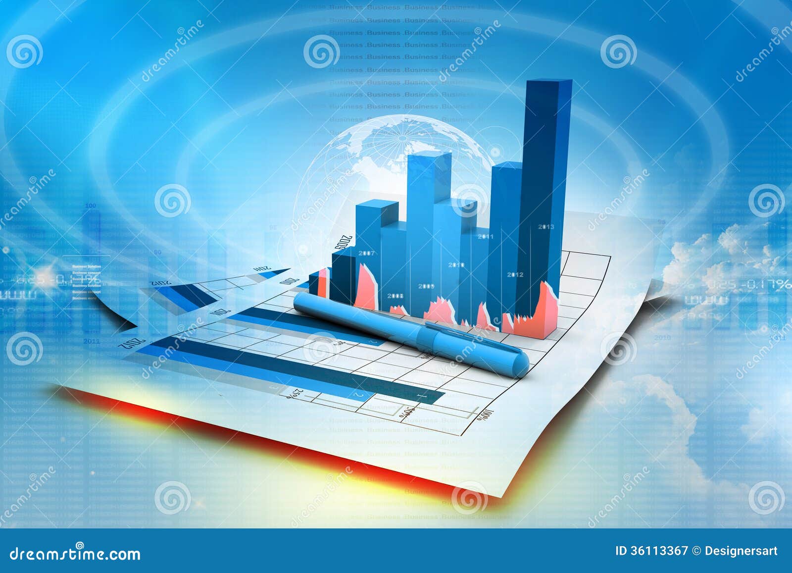 Business graph on chart stock illustration. Illustration of analyst ...