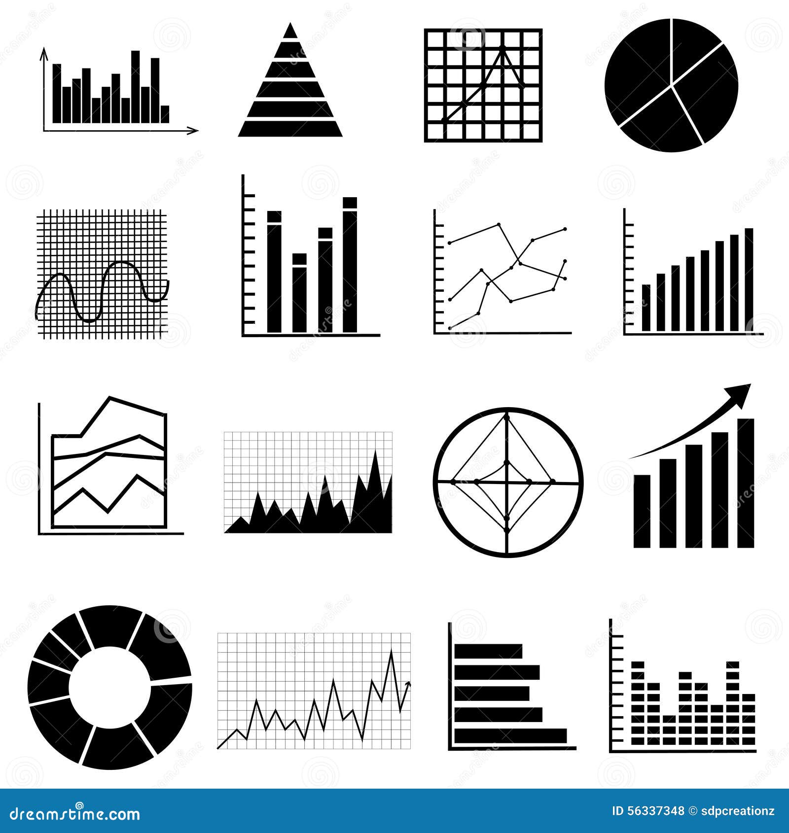 Chart Icons Of Visual Ways To Represent Data, Numbers And Information ...