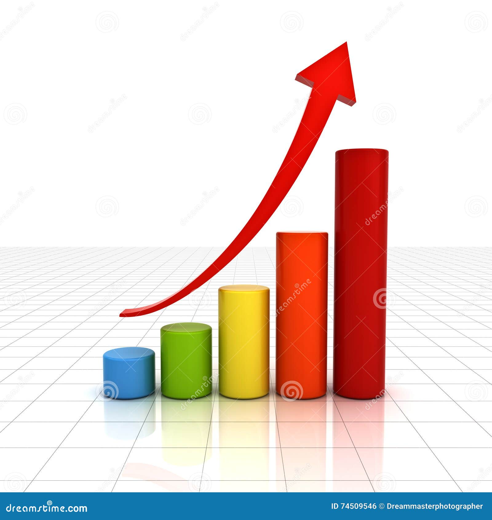 Business Graph Chart with Red Rising Arrow Over White Background with ...