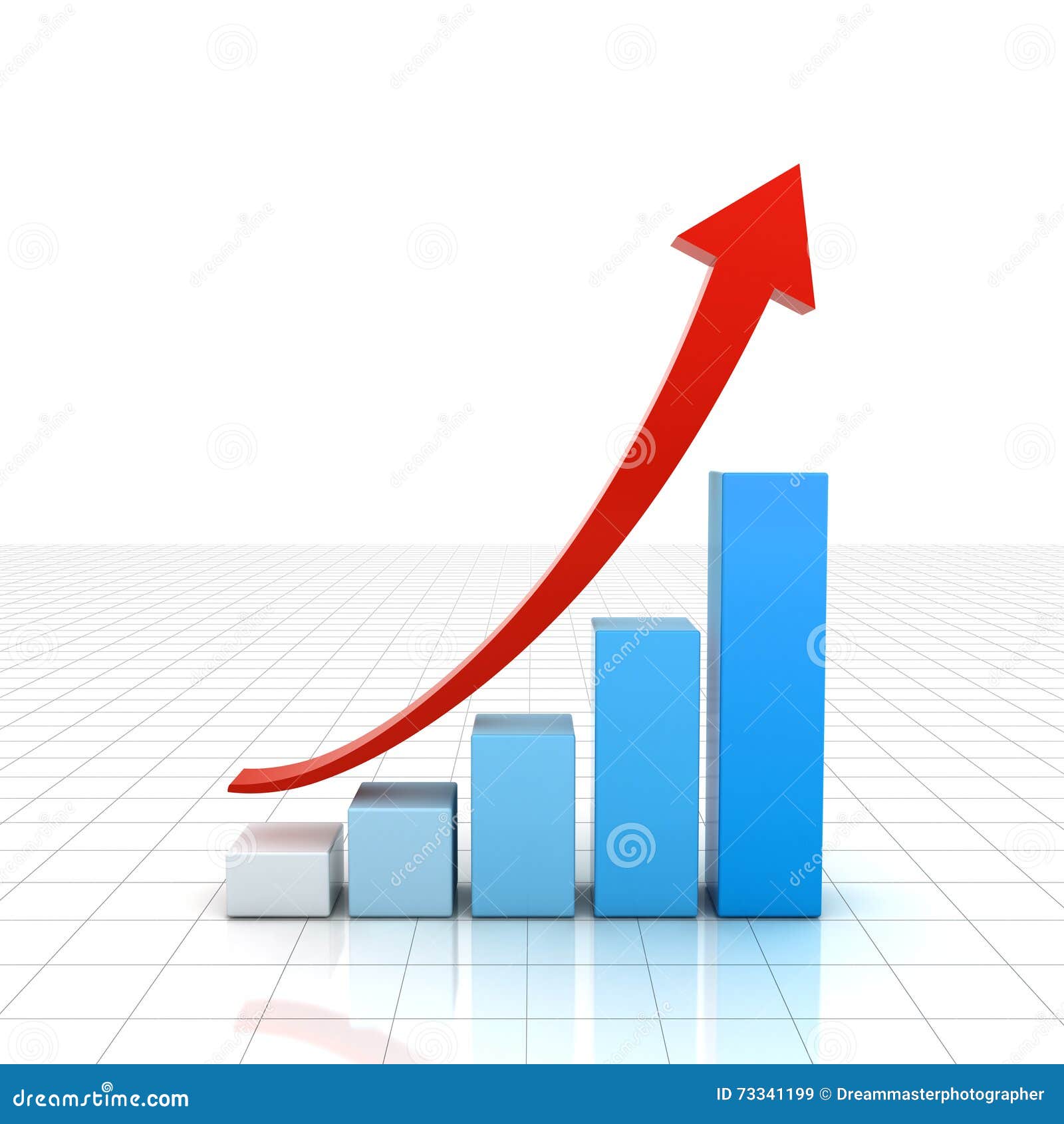 Business Graph Chart with Red Rising Up Arrow Over White Grid ...