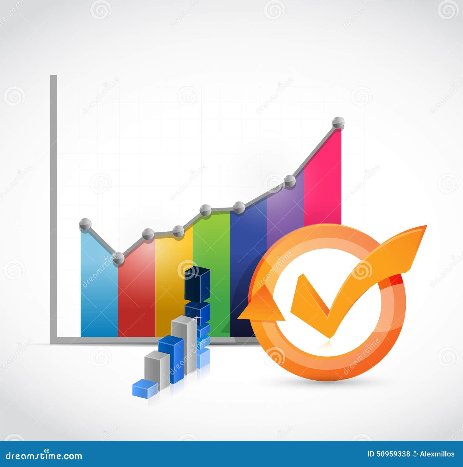 Business Graph Check Mark Cycle Stock Illustration - Illustration of ...