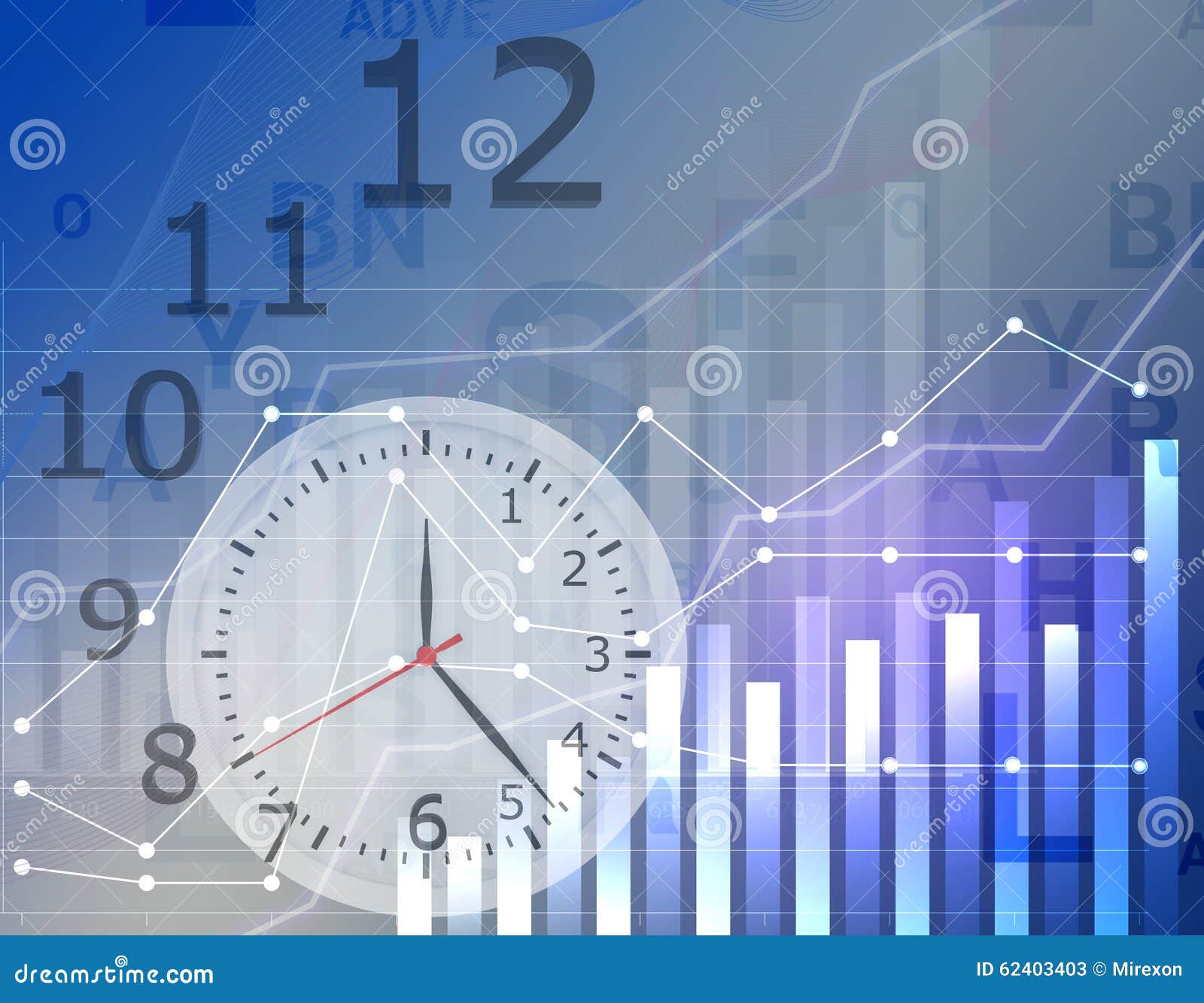 Business graph clock time stock illustration. Illustration of design ...