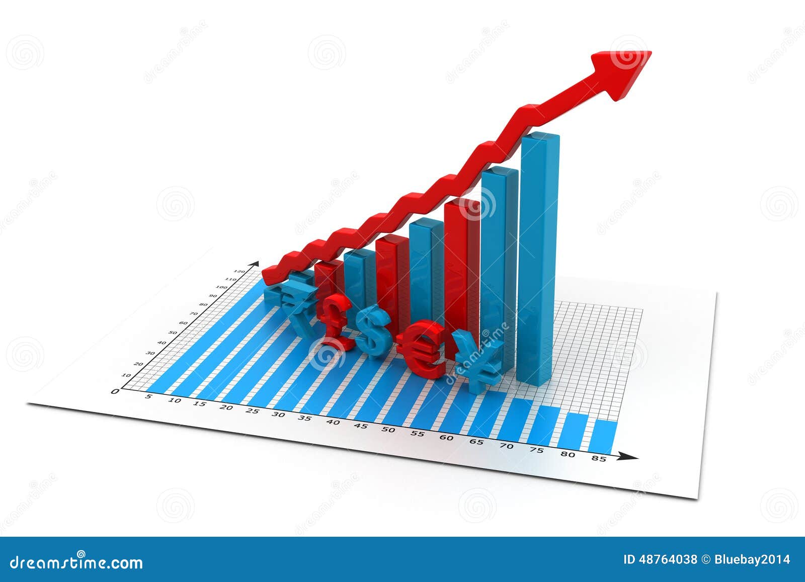 Business Graph with Currency of the World Stock Illustration ...