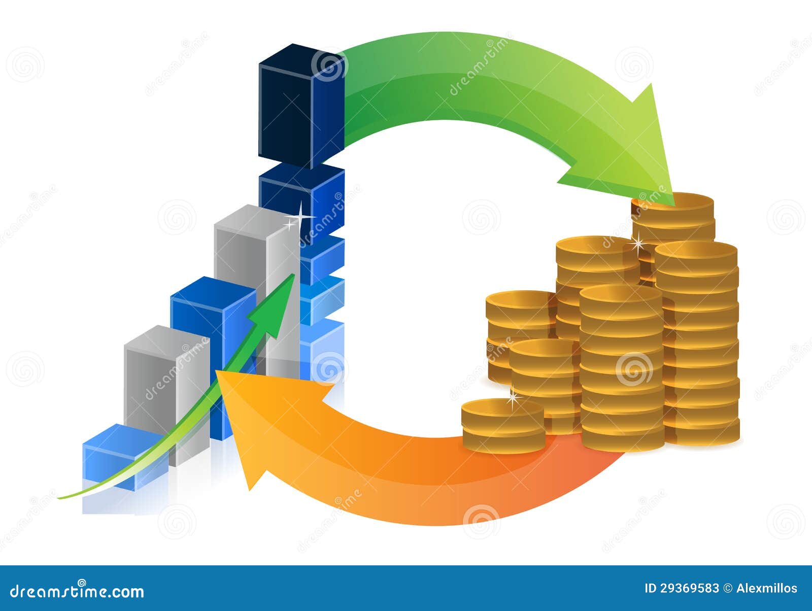 Business graph cycle coins stock illustration. Illustration of ...