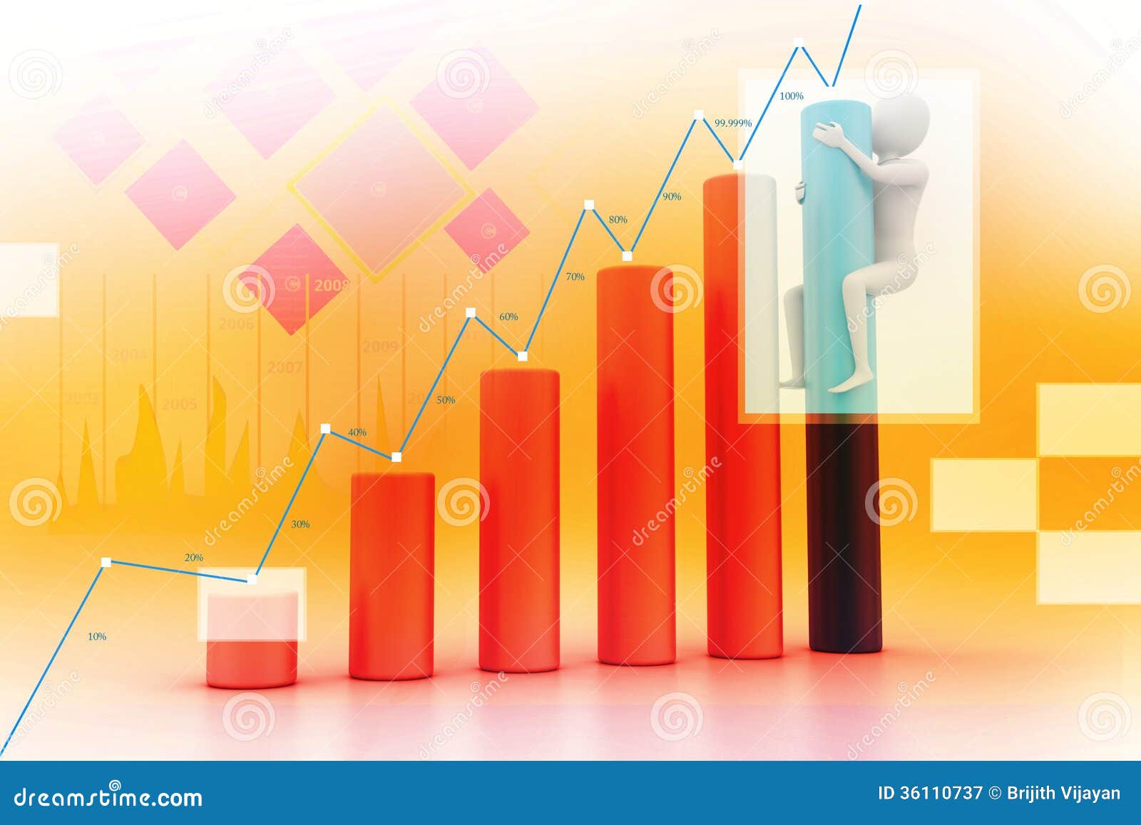 Business graph and 3d man stock illustration. Illustration of market ...