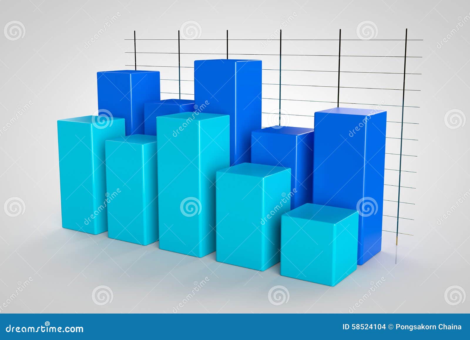 Business Graph 3d Model Blue Color on White Background Stock ...