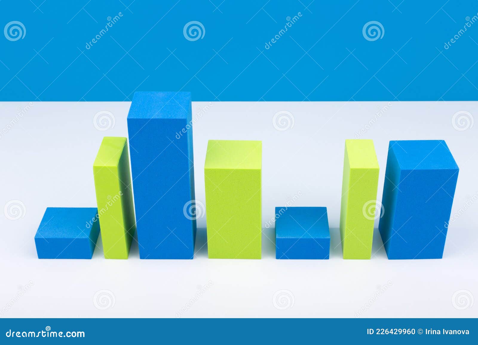 Business Graph Diagram with Blue and Green Bars with Rise and Fall ...