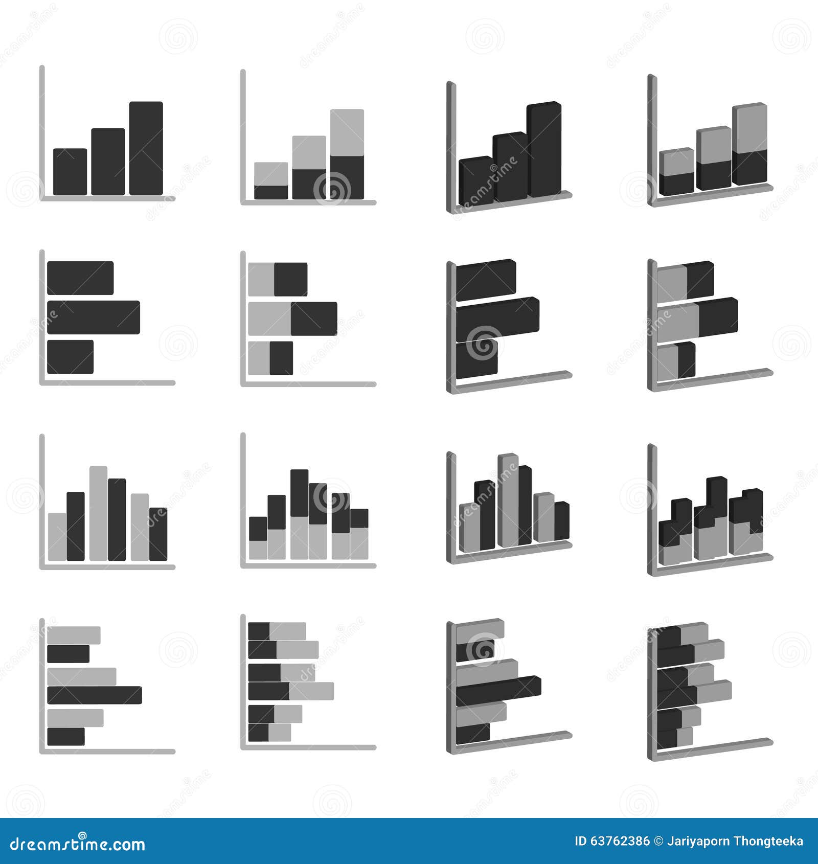 Business Graph Diagram Chart Icon Set for Design Presentation in , Bar ...