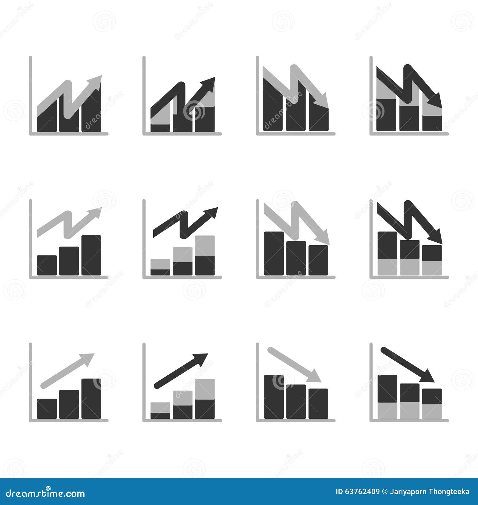 Business Graph Diagram Chart Icon Set For Design Presentation In , Bar ...