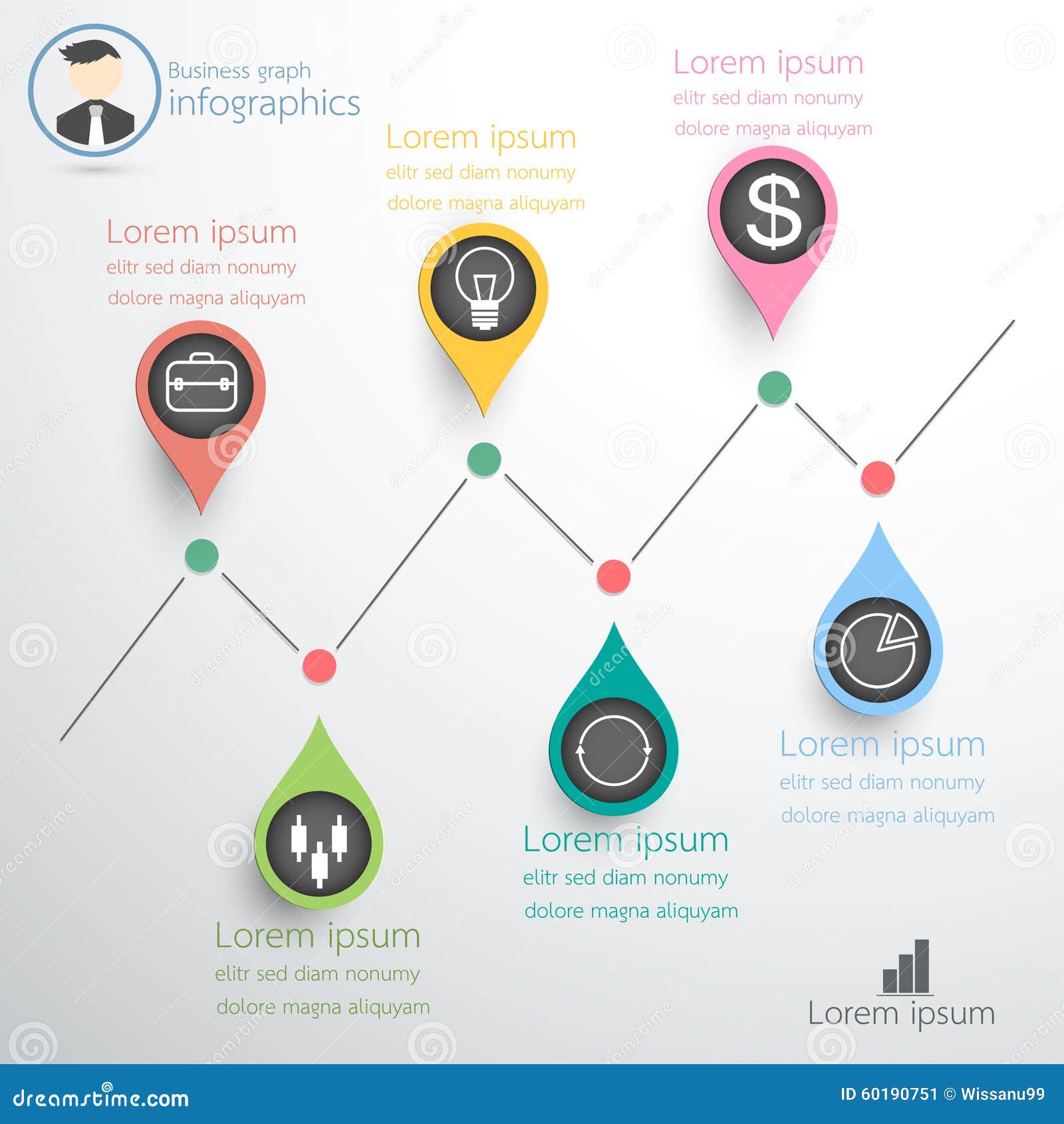 Business Graph Diagram Infographics Idea. Mark Point Up Down Stock ...