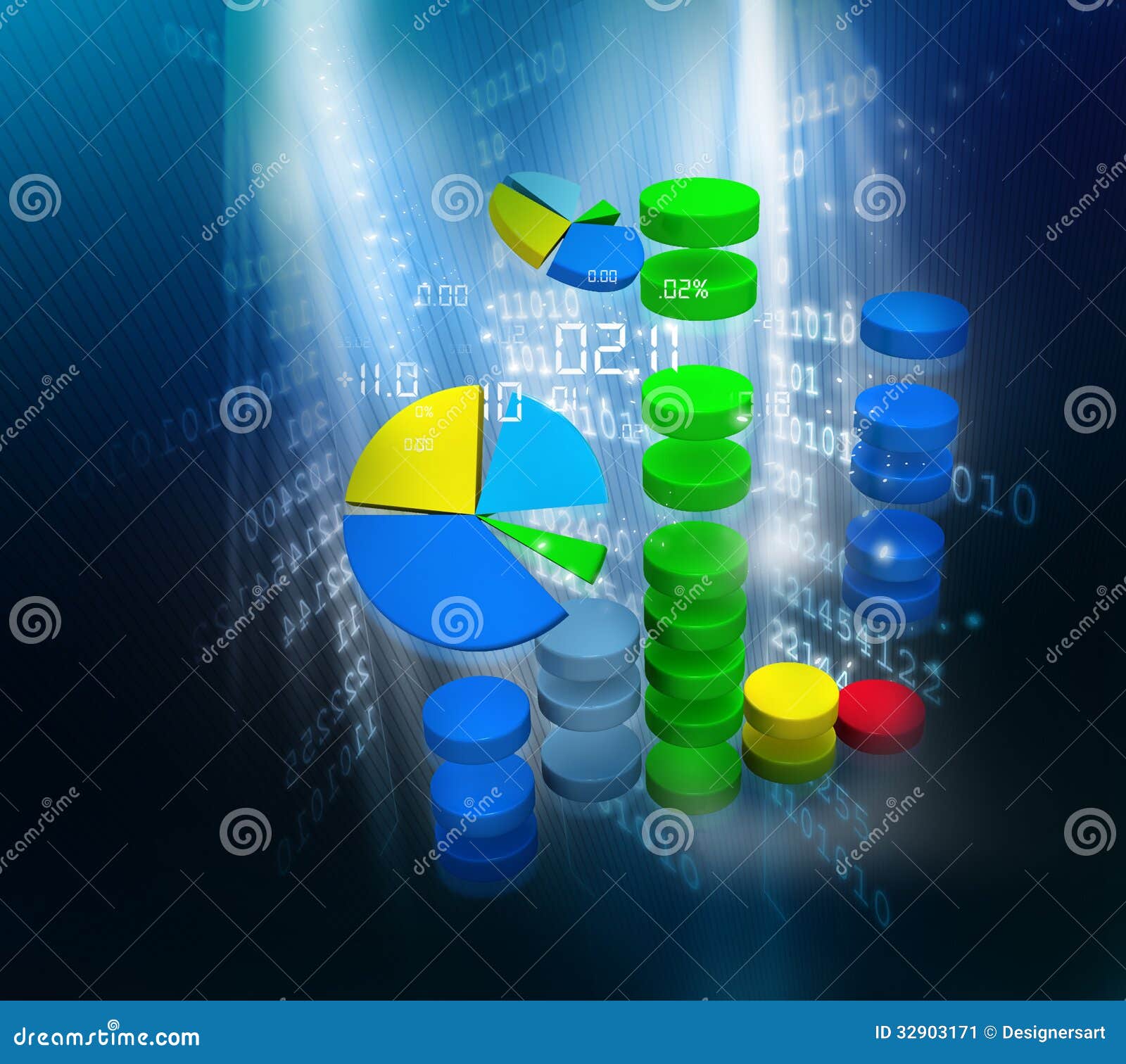 Business Graph in Digital Design Stock Illustration - Illustration of ...