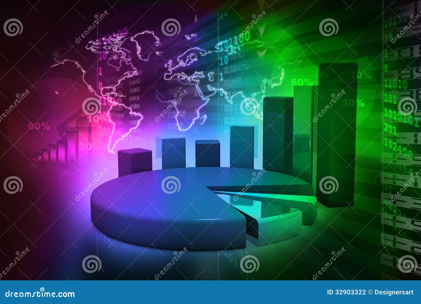 Business Graph in Digital Design Stock Illustration - Illustration of ...