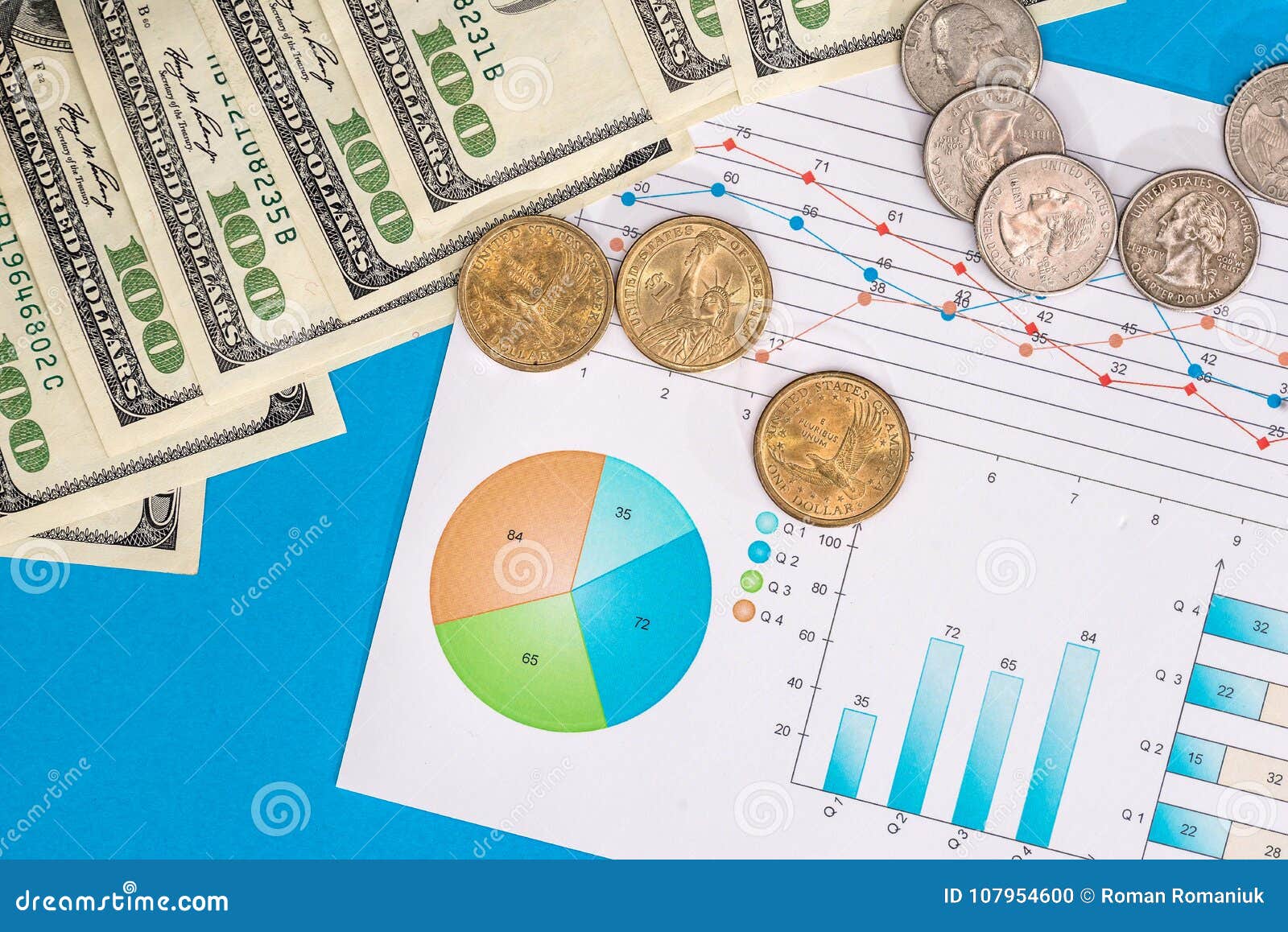 Business Graph with Dollar Bills Stock Photo - Image of retirement ...