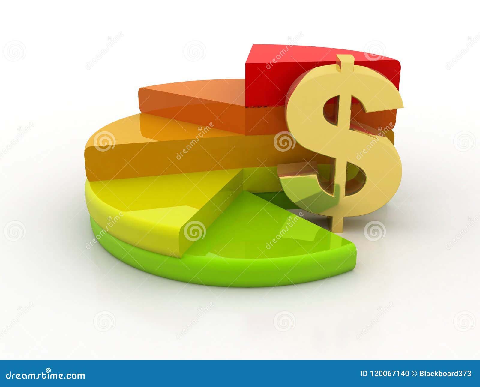 Business Graph with Dollar Sign. 3d Rendering Stock Illustration ...