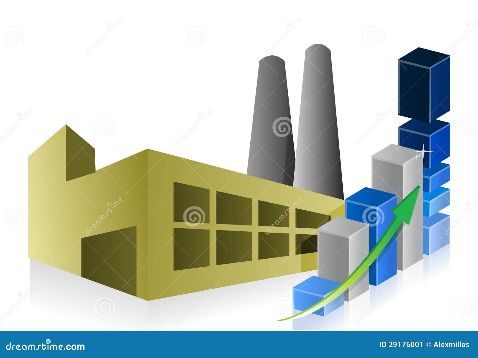 Business Graph, Factory, Power Plant Stock Illustration - Illustration ...