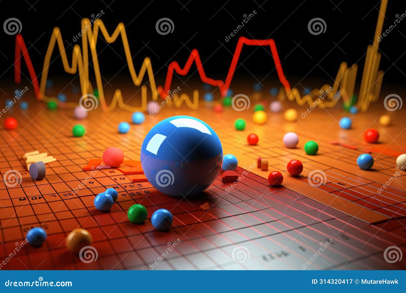 Business Graph and Globe on the Table. 3d Illustration Stock ...
