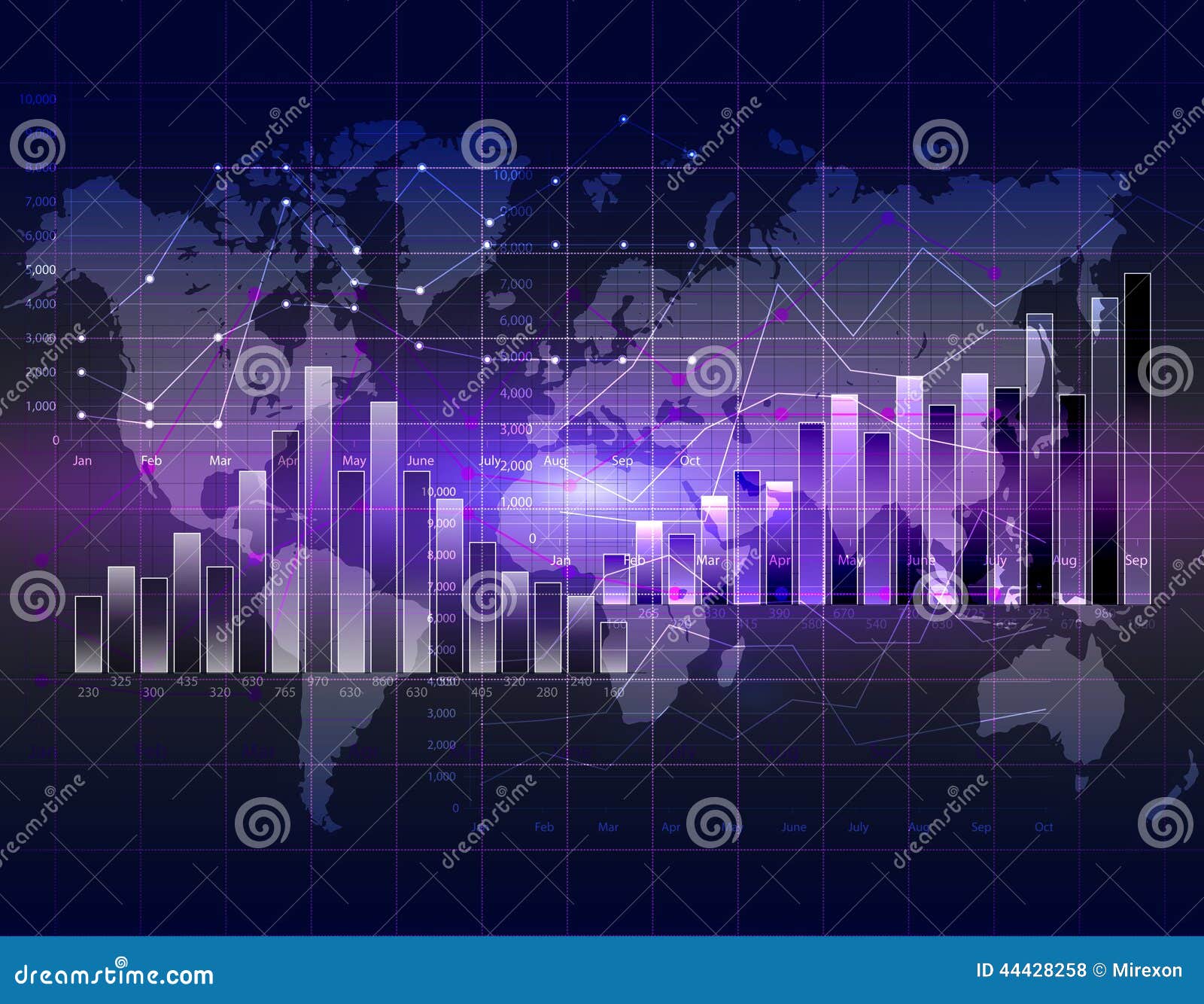 Business Graph Glow and Shine Stock Illustration - Illustration of firm ...