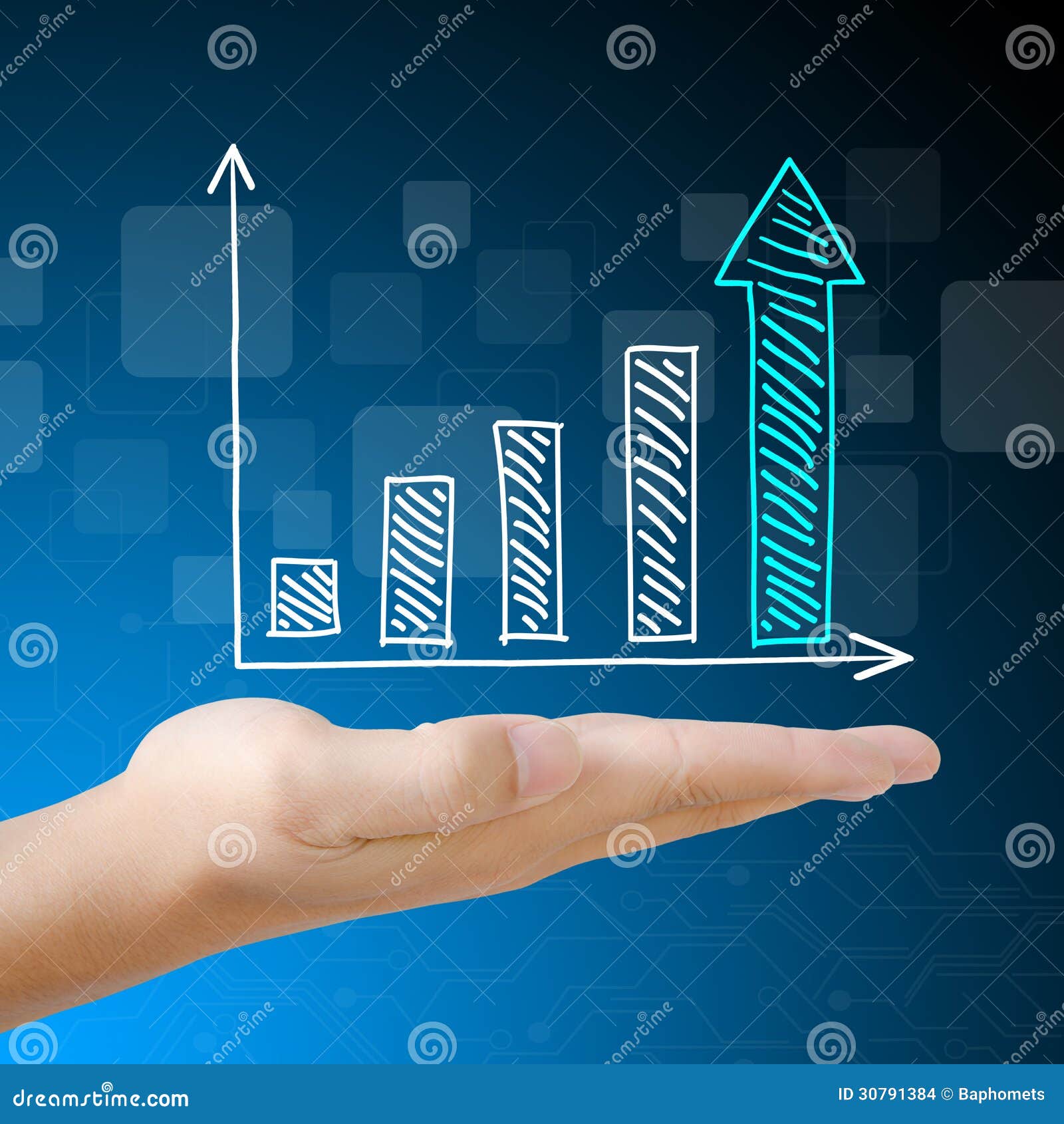 Business graph on hand stock photo. Image of business - 30791384