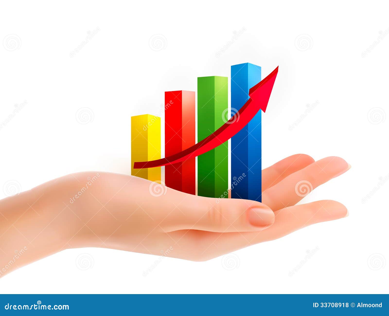 Business graph in hand. stock vector. Illustration of gain - 33708918
