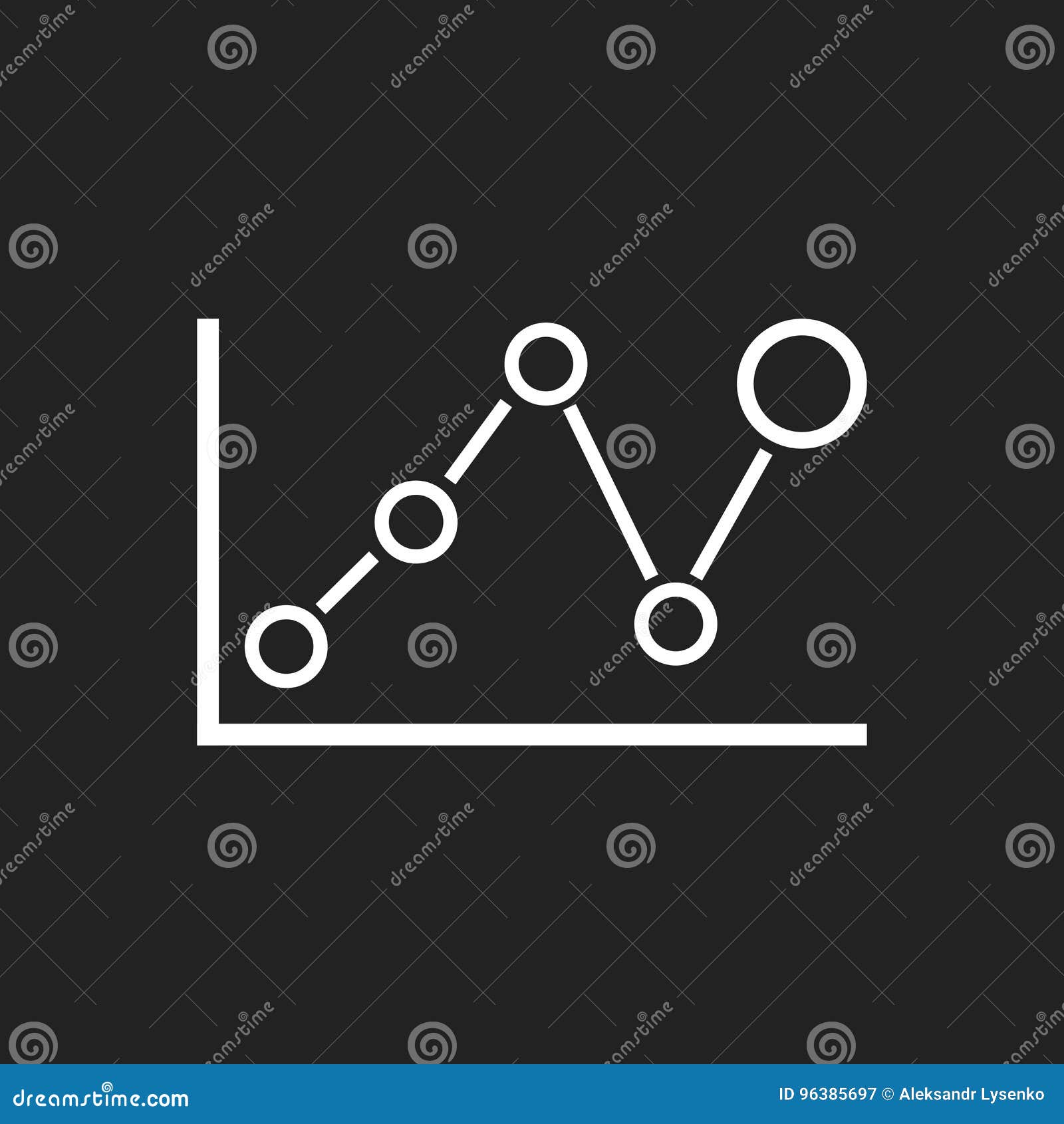 Business Graph Icon. Chart Flat Vector Illustration on Black Background ...