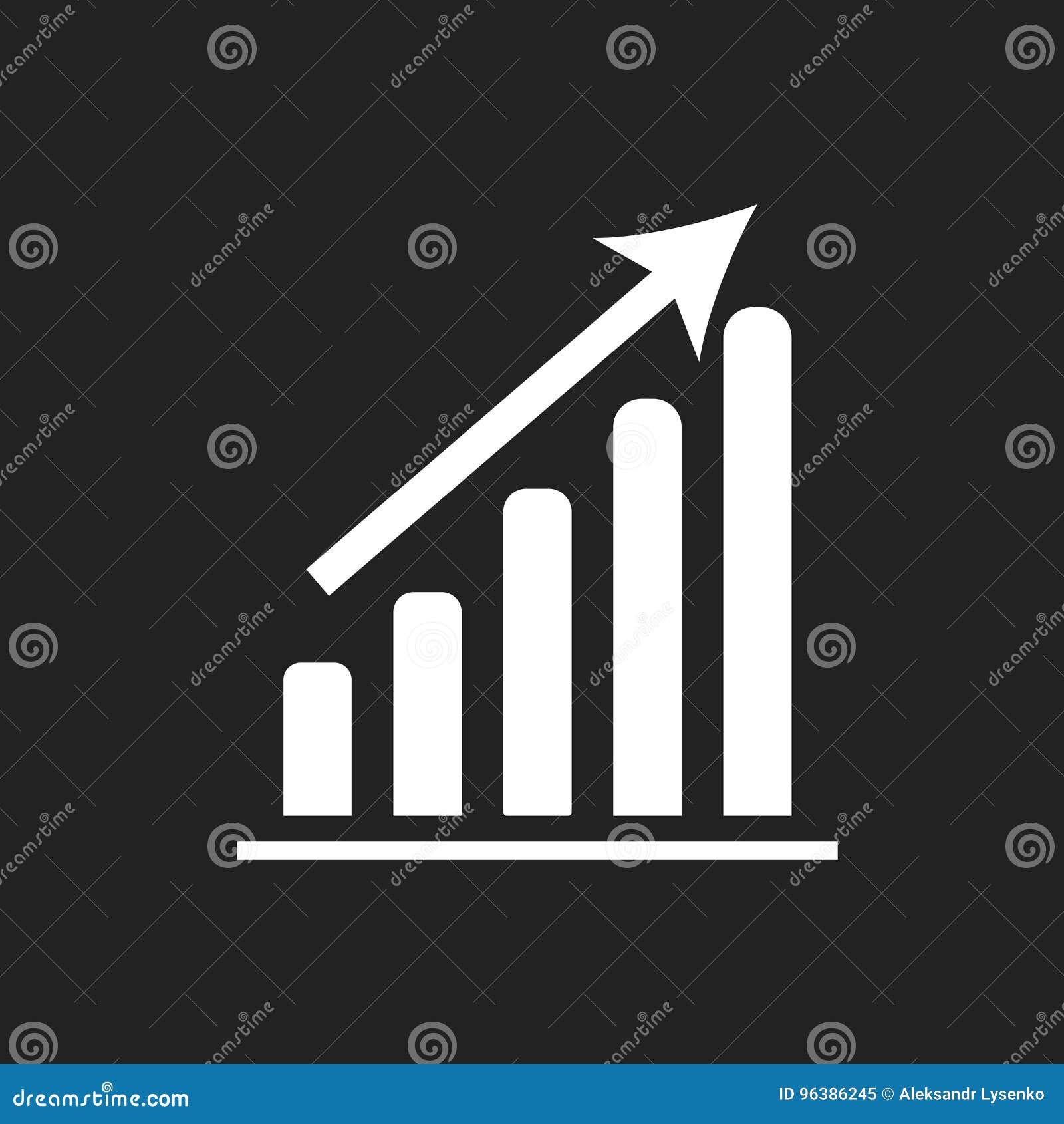 Business Graph Icon. Chart Flat Vector Illustration On Black Background ...