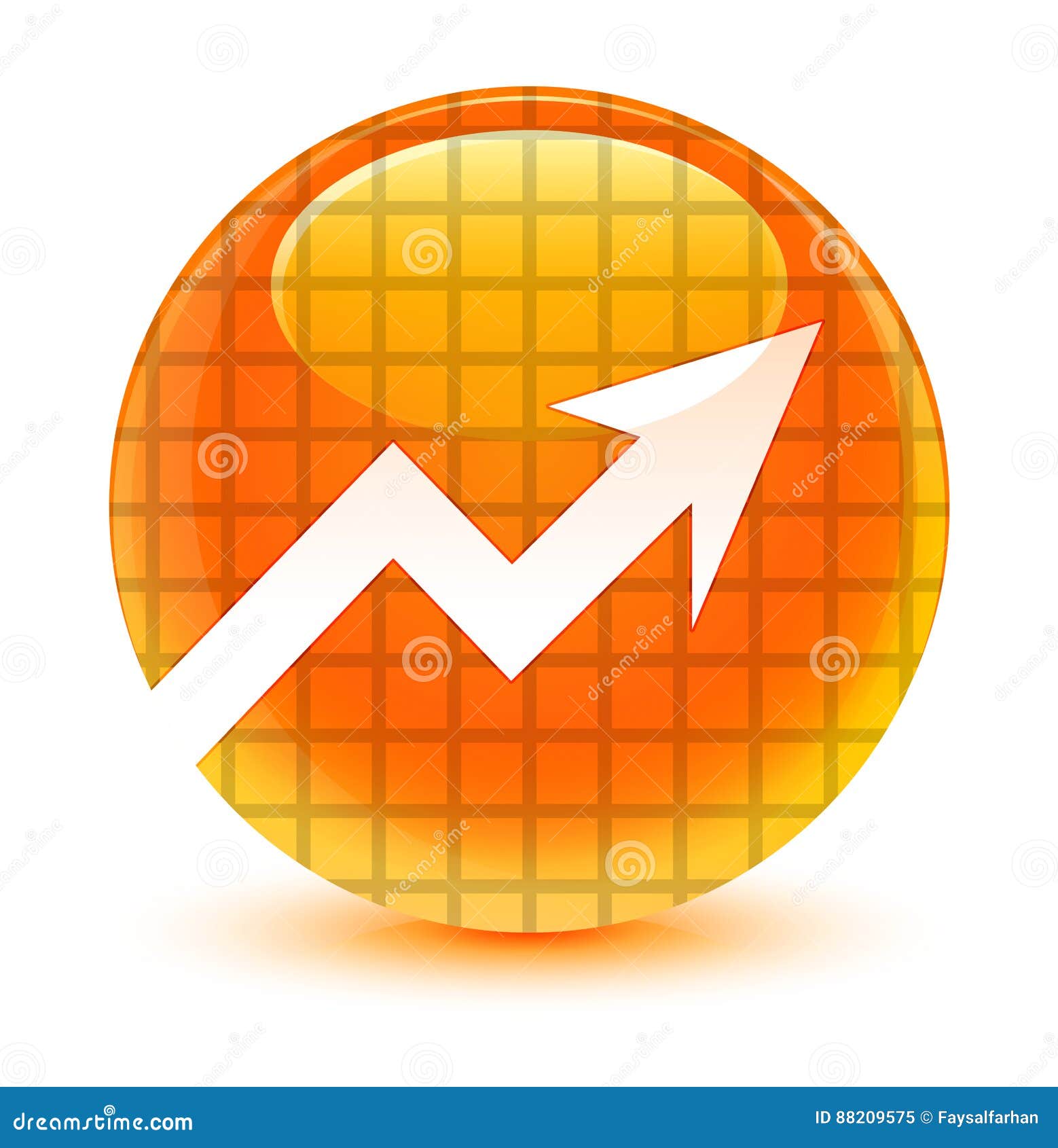 Business Graph Icon Glassy Orange Round Button Stock Illustration ...