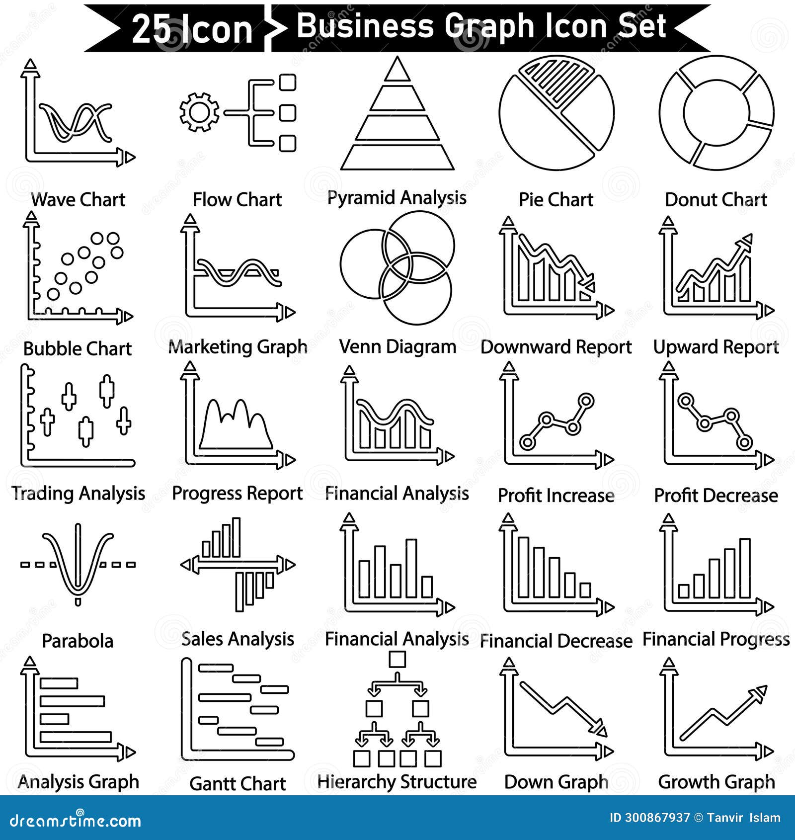 Business Graph Icon Set stock vector. Illustration of decrease - 300867937