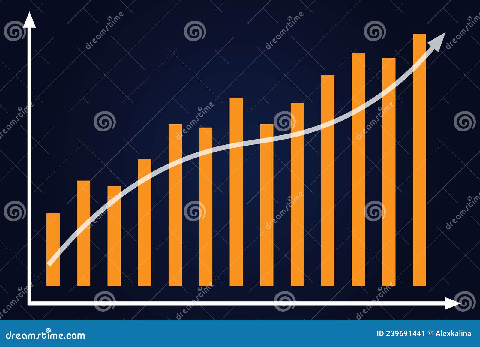 Business Graph with Increase Report. Diagram with Rise and Gain ...