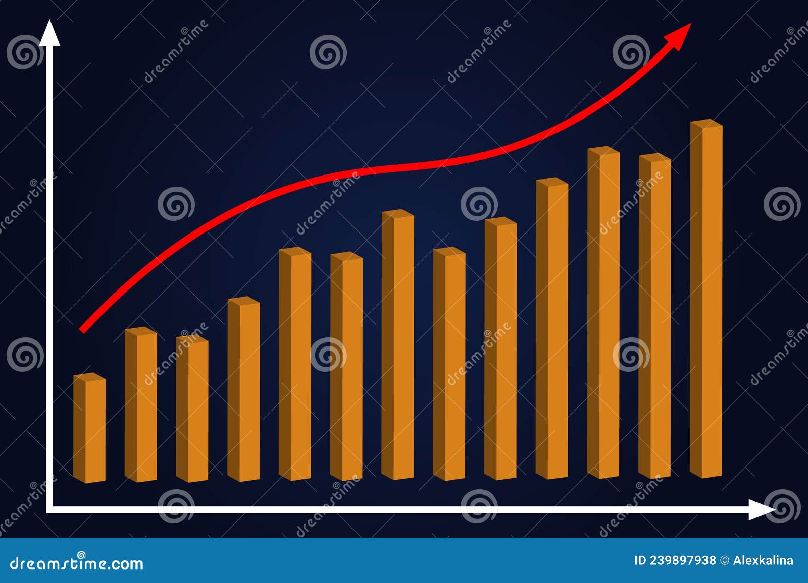 Business Graph with Increase Report. Diagram with Rise and Gain ...