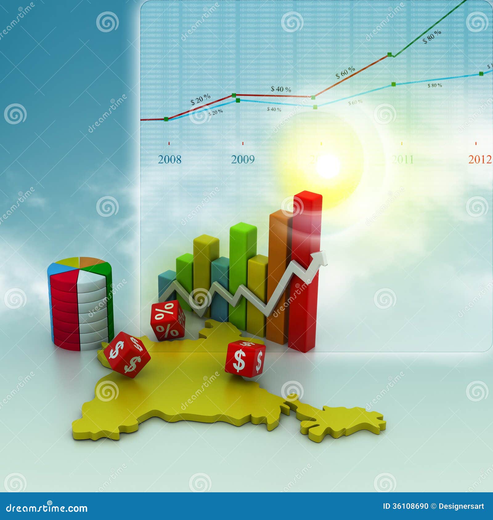 Business Graph with India Map Stock Illustration - Illustration of ...