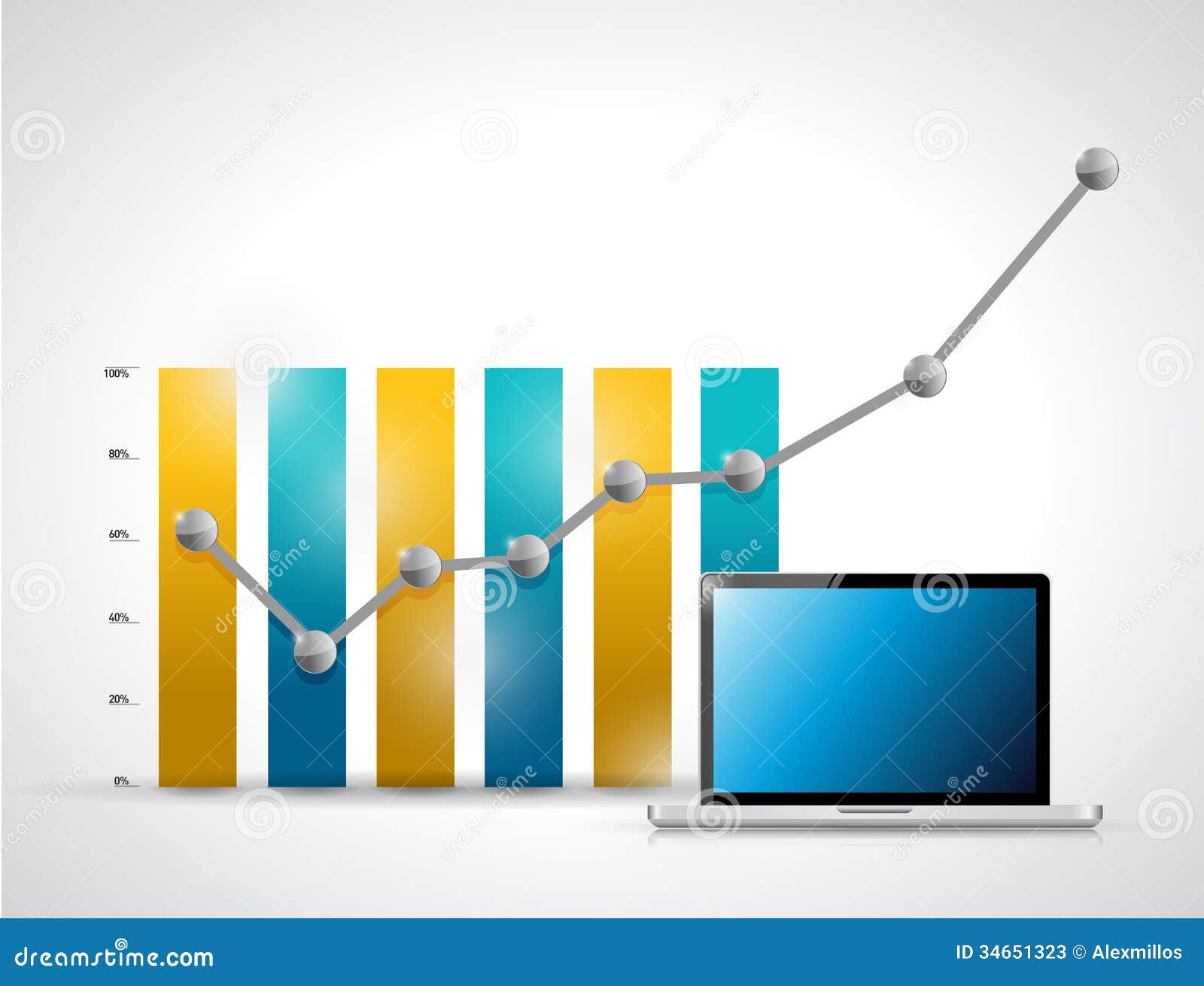 Business Graph and Laptop Illustration Design Stock Illustration ...