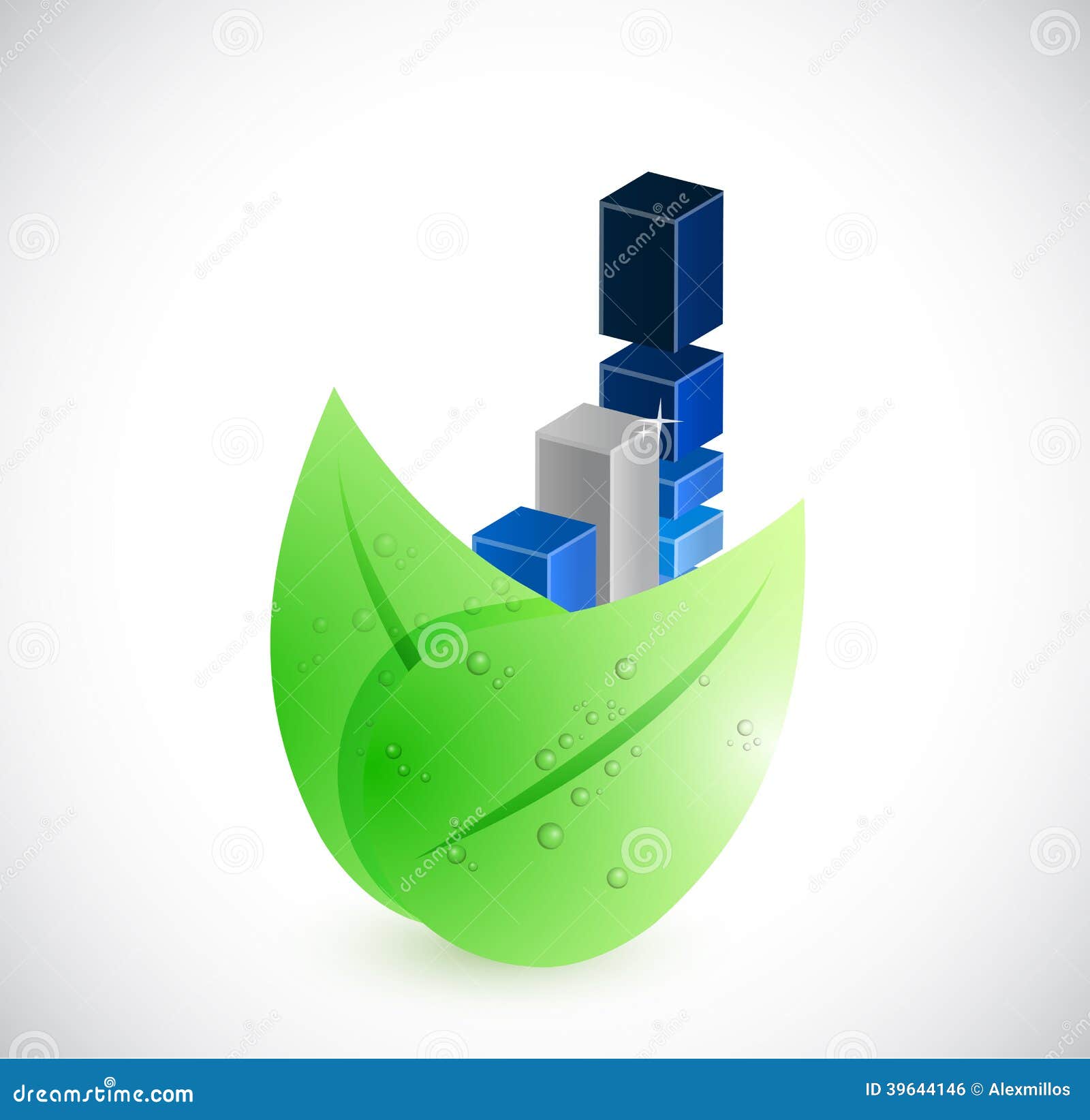 Business Graph and Leaves Illustration Design Stock Illustration ...