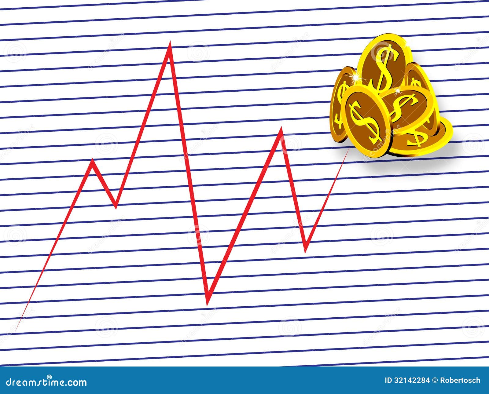 Business graph and money stock vector. Illustration of gold - 32142284