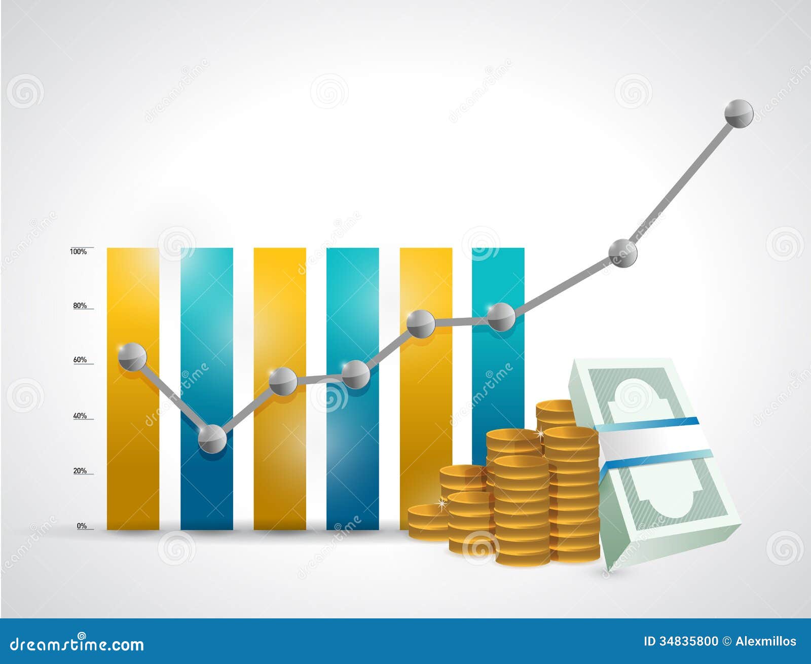 Business Graph and Money Illustration Design Stock Illustration ...