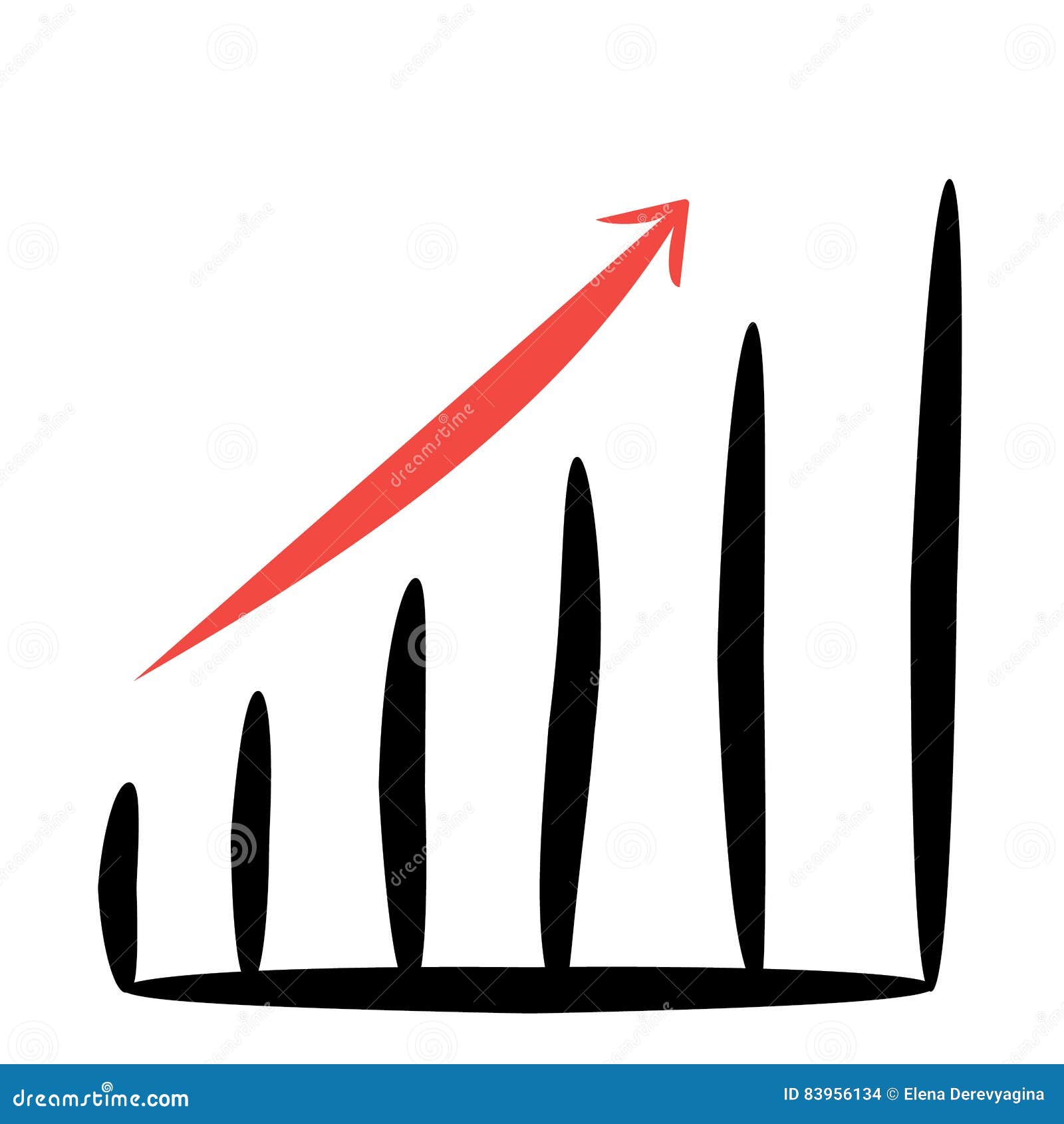 Business Graph with Red Arrow Up on White Background of Vector ...