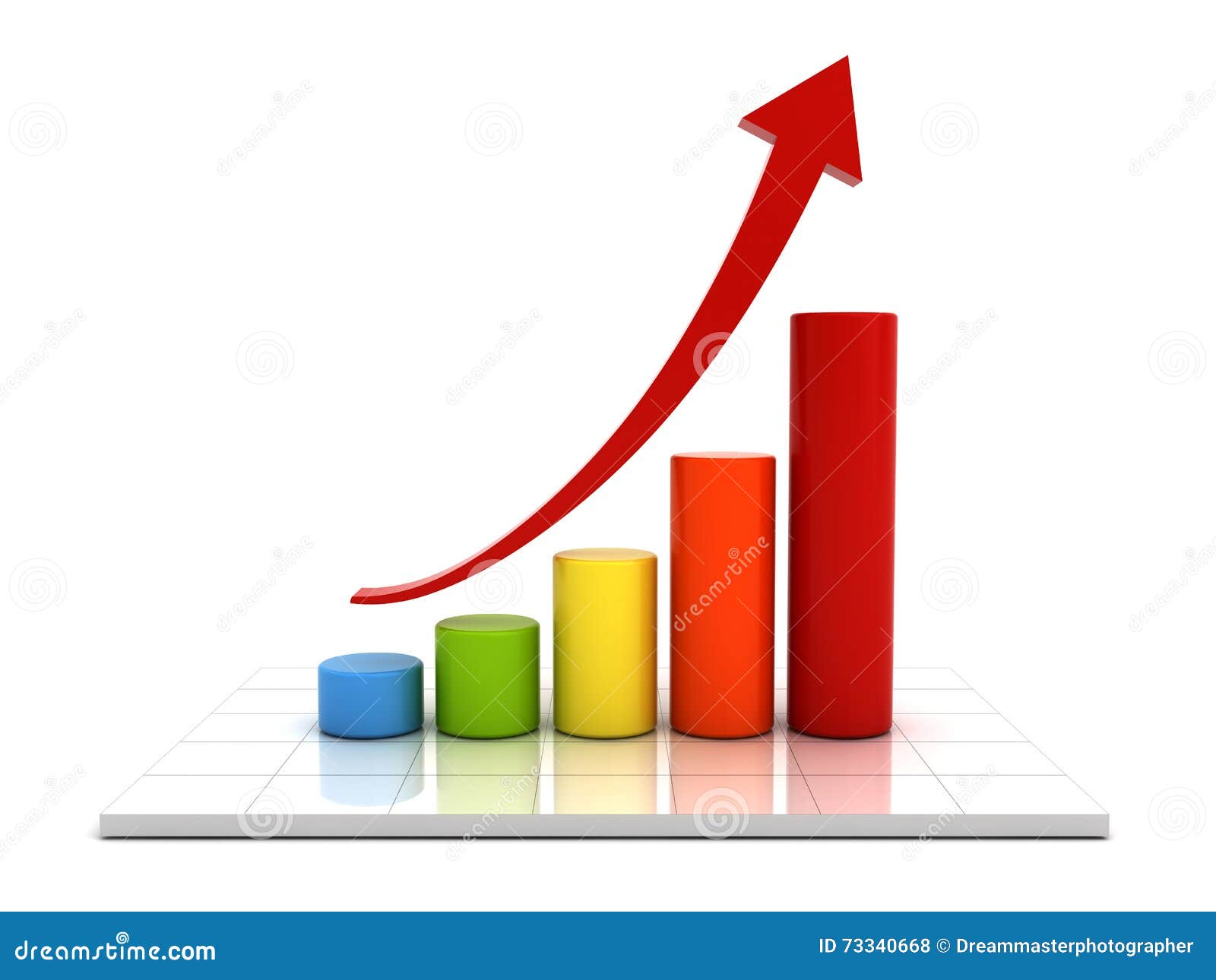 Business Graph with Red Rising Arrow Stock Illustration - Illustration ...