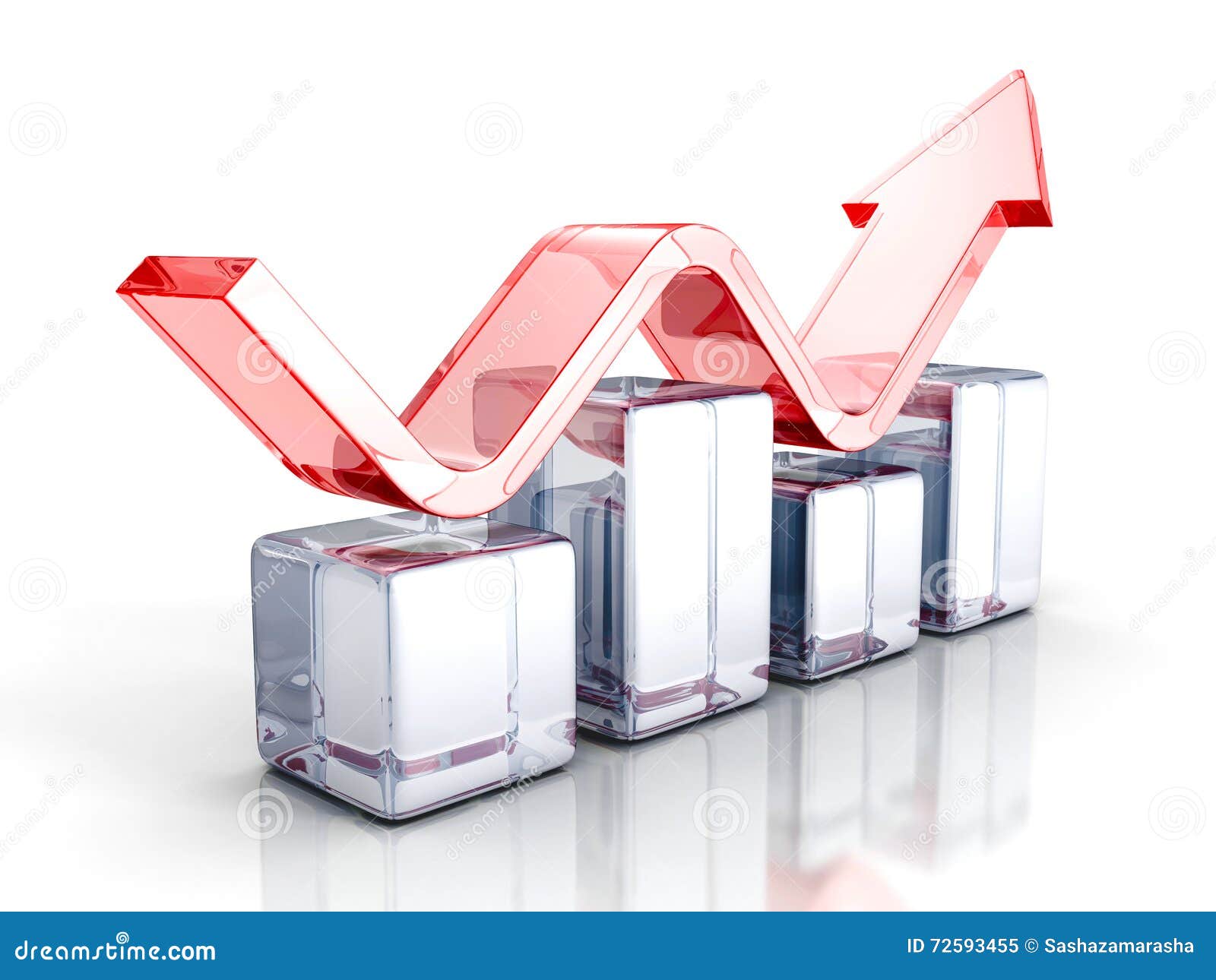 Business Graph with Red Rising Arrow on White Background Stock ...