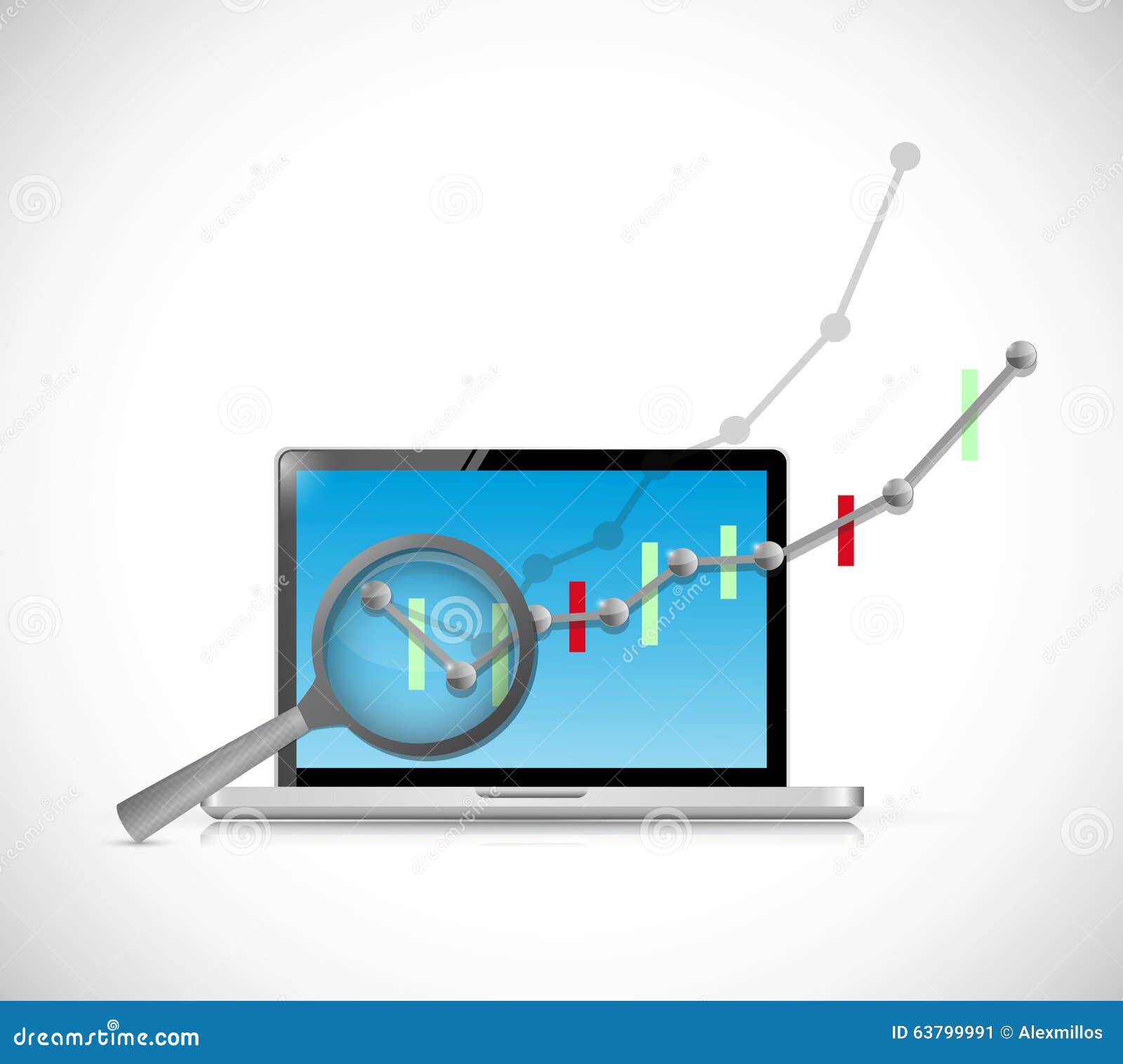 Business Graph Review on Computer. Stock Image - Image of phone ...