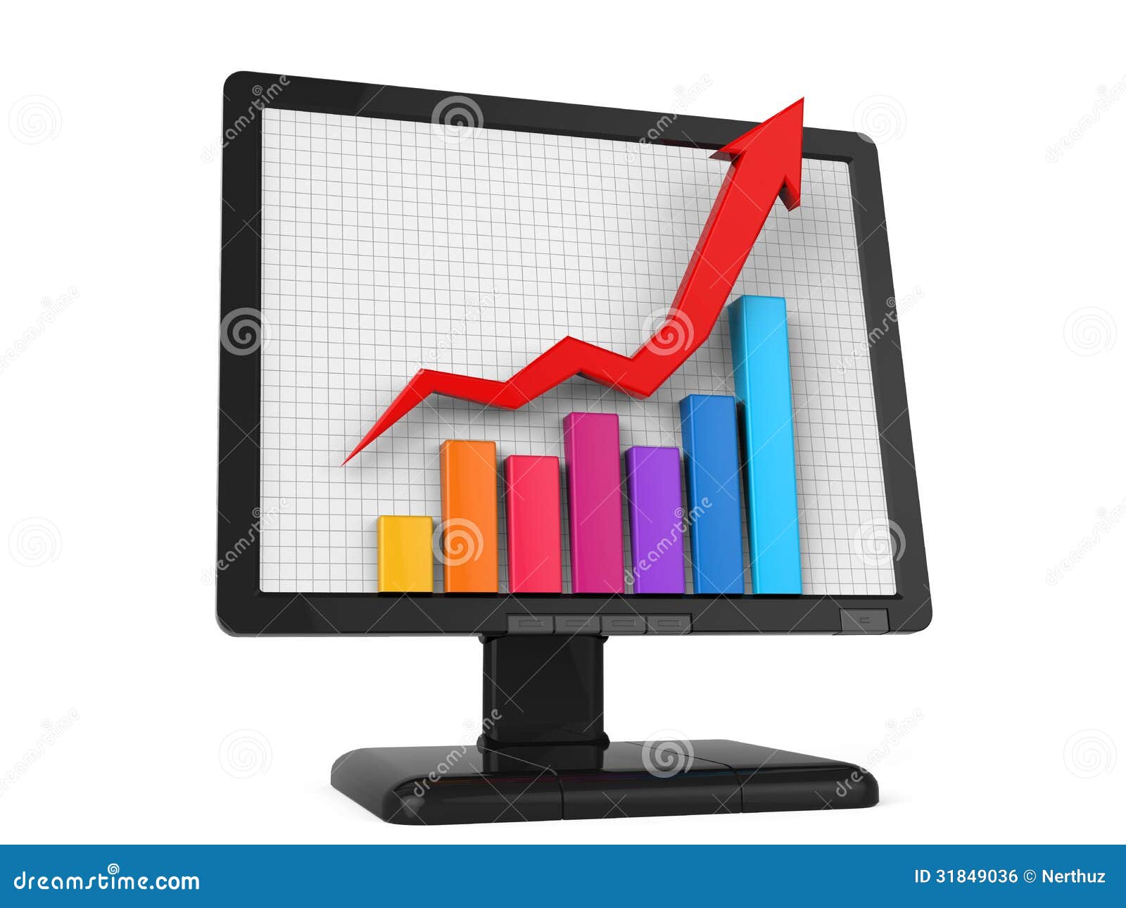 Business Graph on Screen stock illustration. Illustration of graphic ...