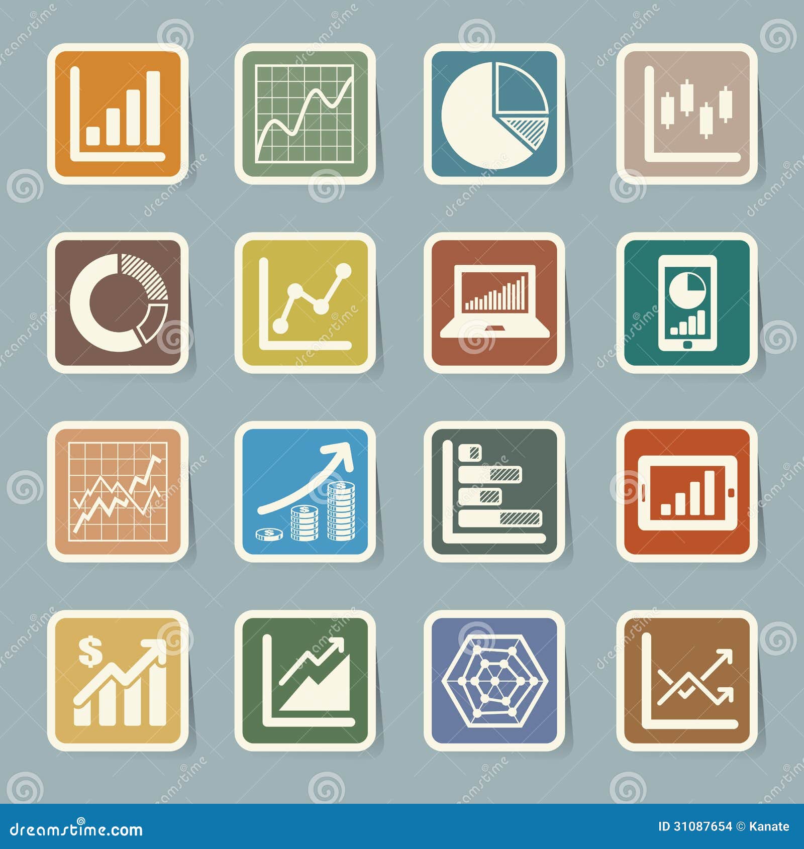 Business Graph Sticker Icon Set Stock Vector - Illustration of ...