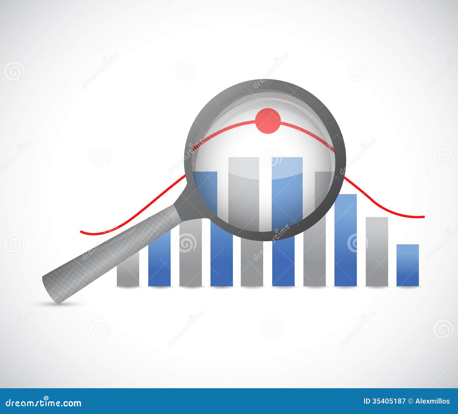 Business Graph Under a Magnify. Stock Illustration - Illustration of ...