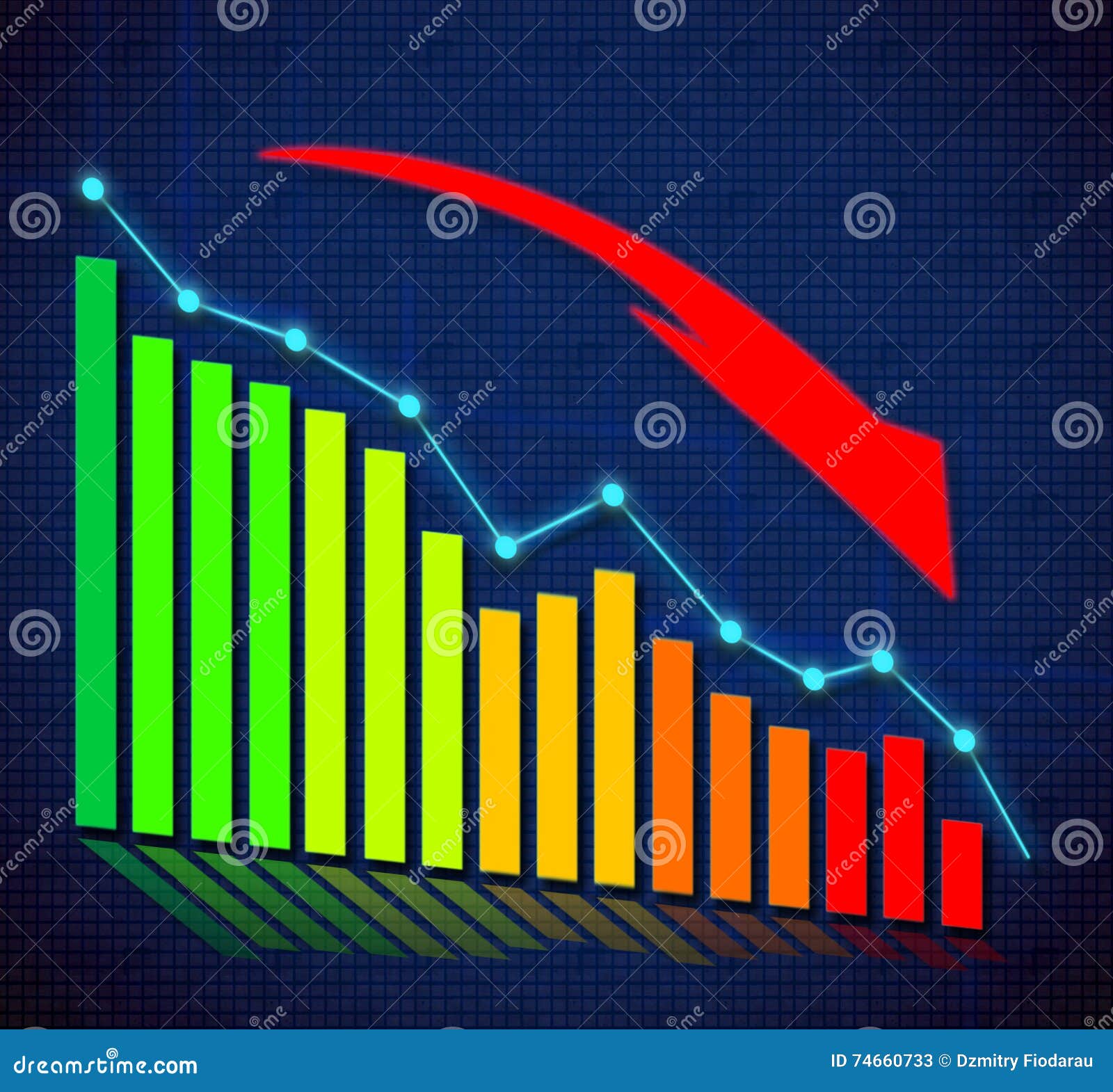 Business Graph and Upward Directed Arrows Stock Illustration ...