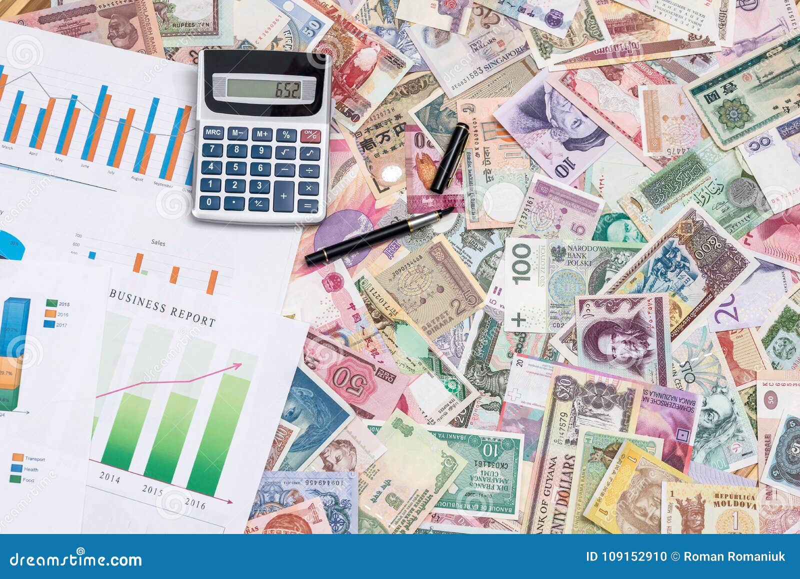 Business Graph with World Currency Stock Photo - Image of collection ...