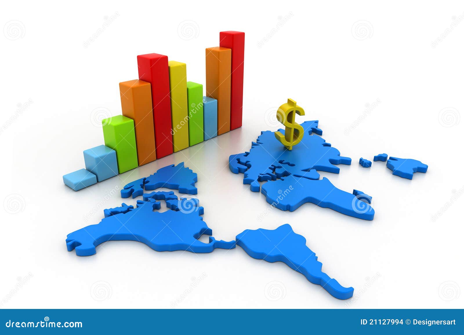 Business Graph with World Map Stock Illustration - Illustration of ...