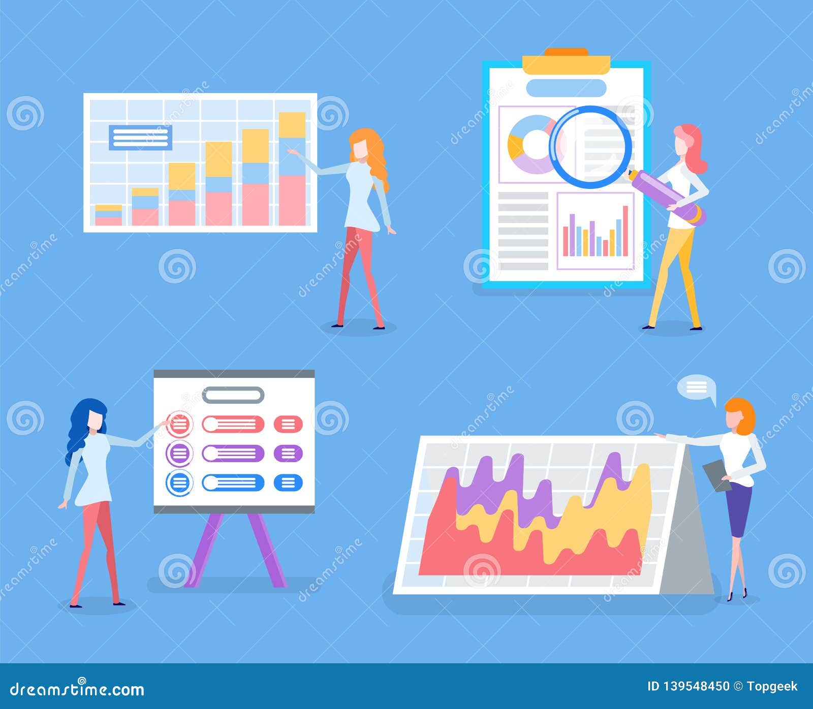 Business Graphics and Diagrams, Statistics Data Stock Vector ...