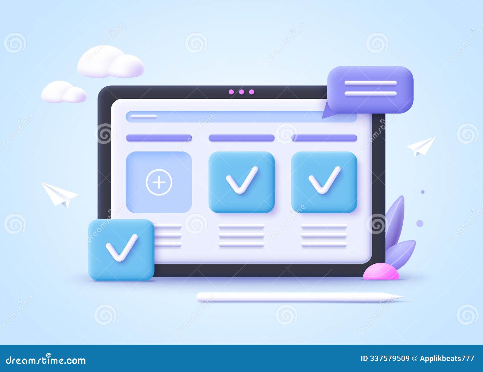 Business Graphics Tasks Scheduling Concept. 3d Realistic Vector ...