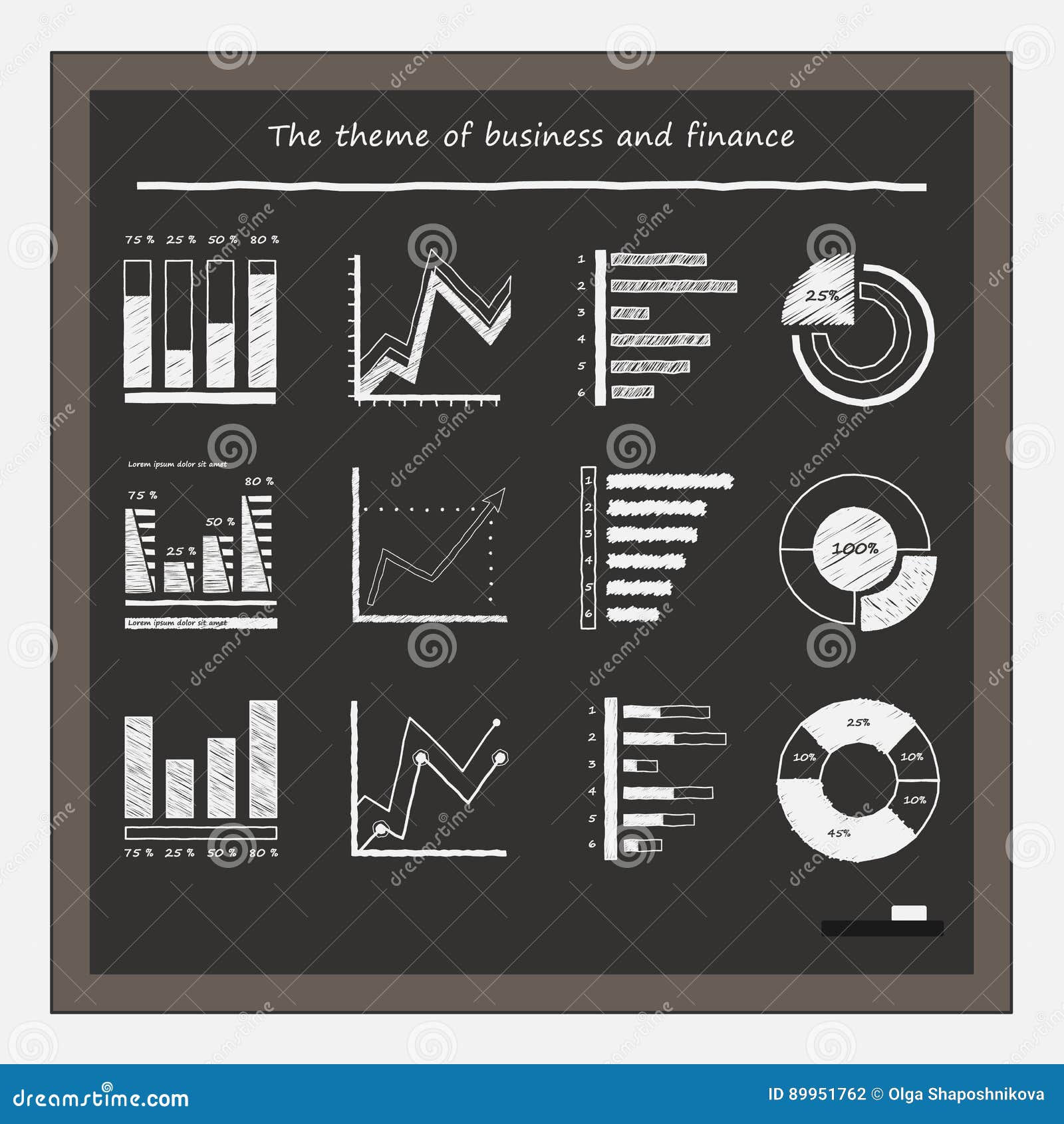 Business Graphs on Blackboard with Chalk Stock Vector - Illustration of ...